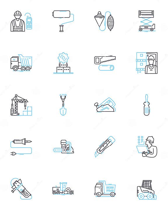 Solid Framework Linear Icons Set. Structure, Foundation, Stability ...