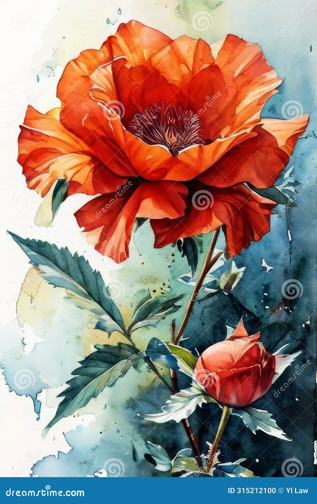 Solid Fresh Color Background, Red Flower on a Green Background ...