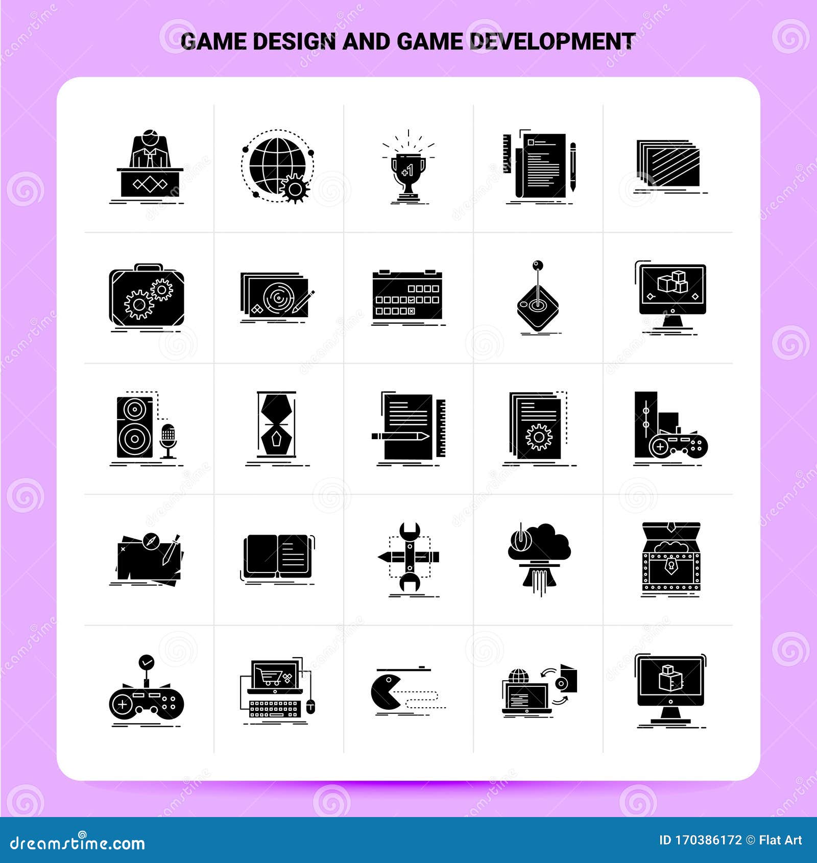 Solid 25 Game Design and Game Development Icon Set. Vector Glyph Style ...