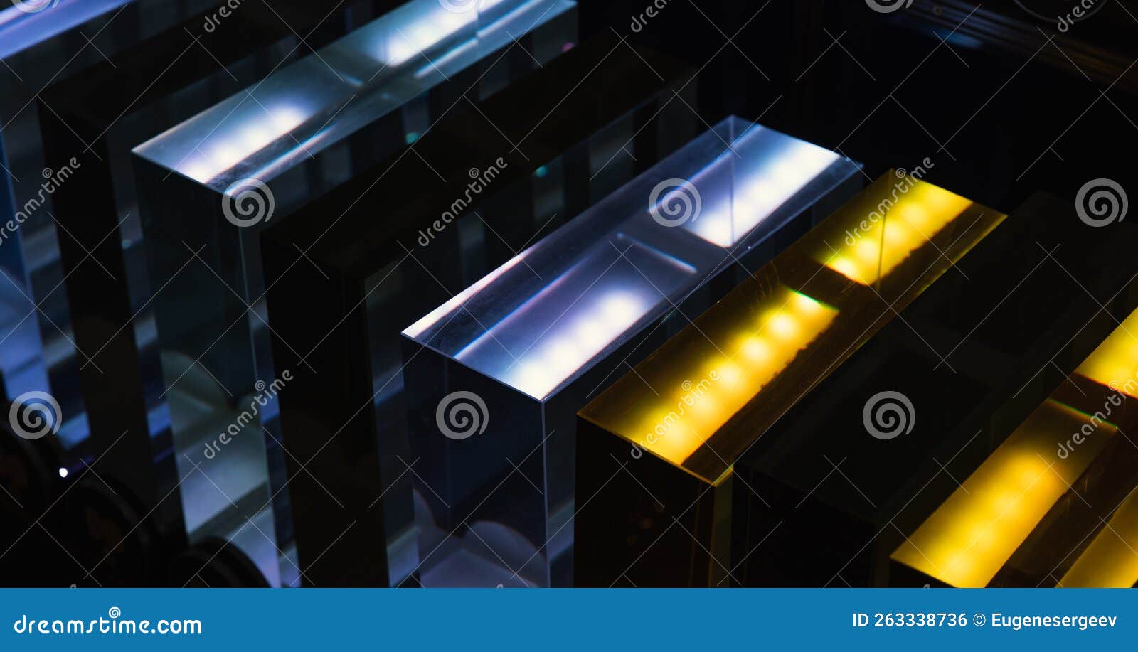 Solid Glass Blocks with Colorful LED Illumination Stock Photo - Image ...