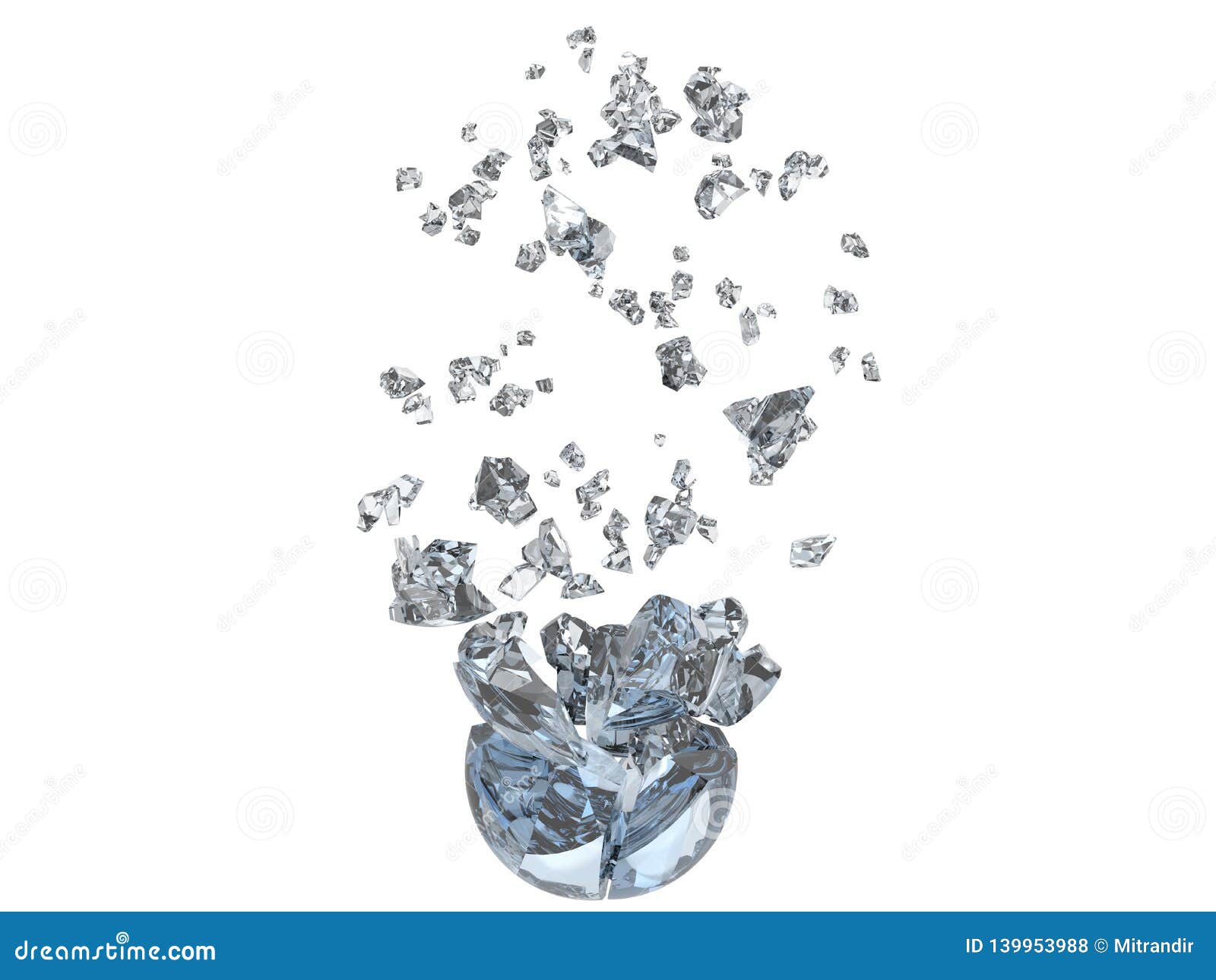 Solid Glass Sphere Broken To Small Fragments and Shards Stock ...