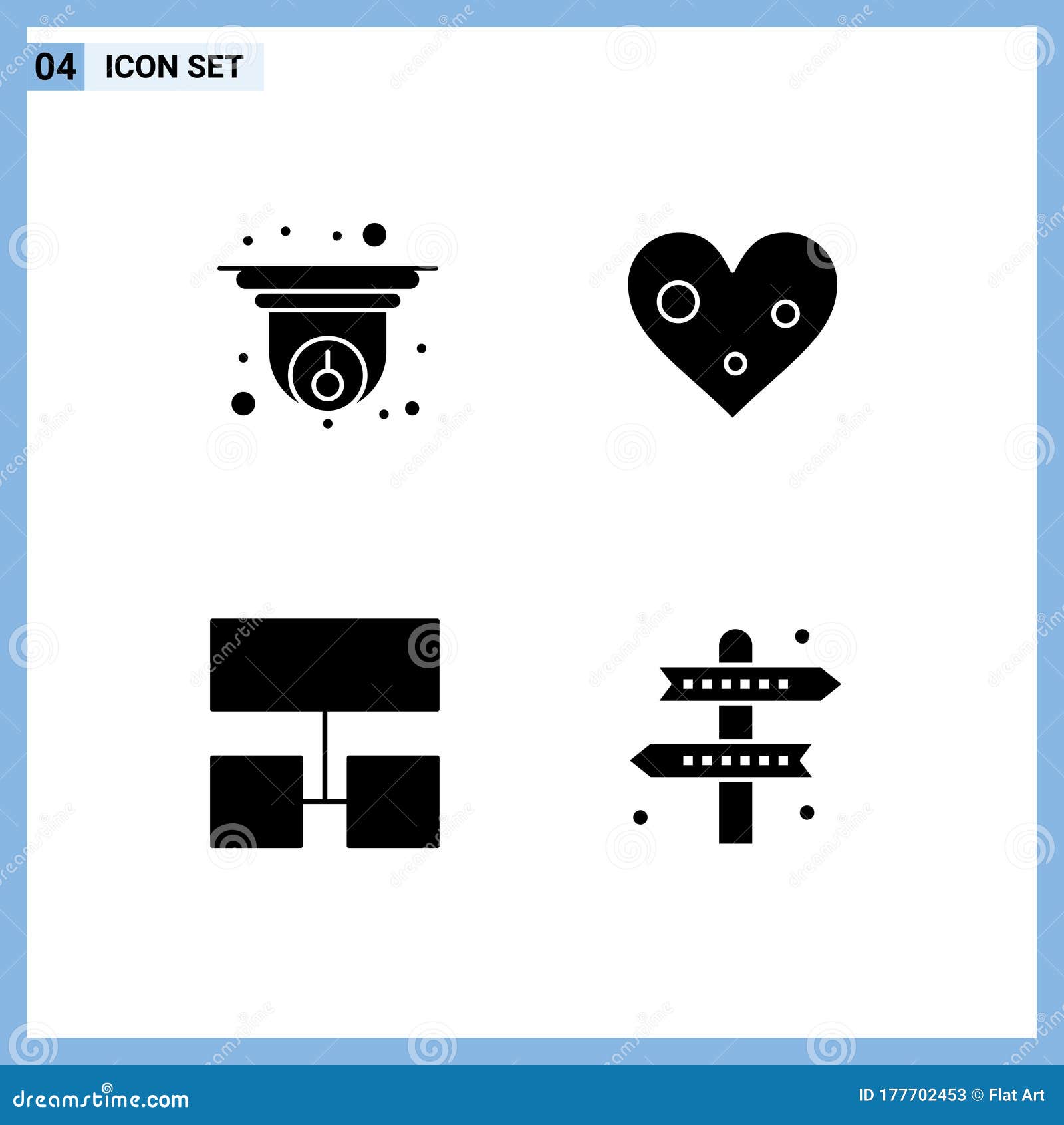 Solid Glyph Pack of 4 Universal Symbols of Cam, Sitemap, Information ...