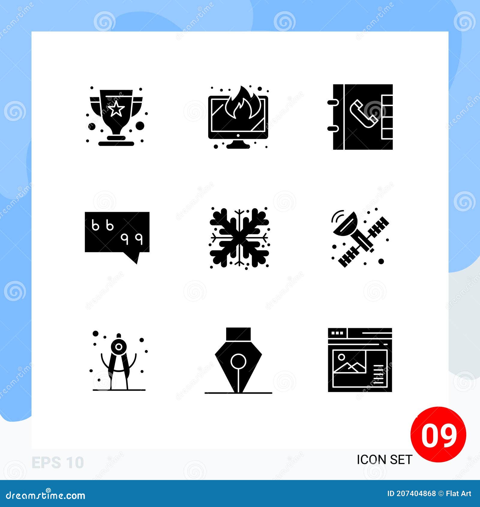 Solid Glyph Pack of 9 Universal Symbols of Communication, Snowflake ...