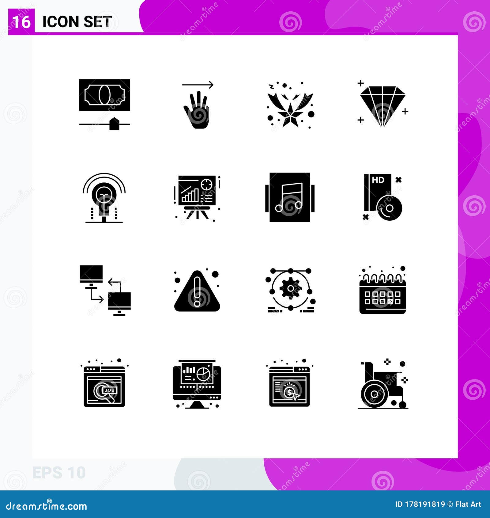 Pack of 16 Modern Solid Glyphs Signs and Symbols for Web Print Media ...