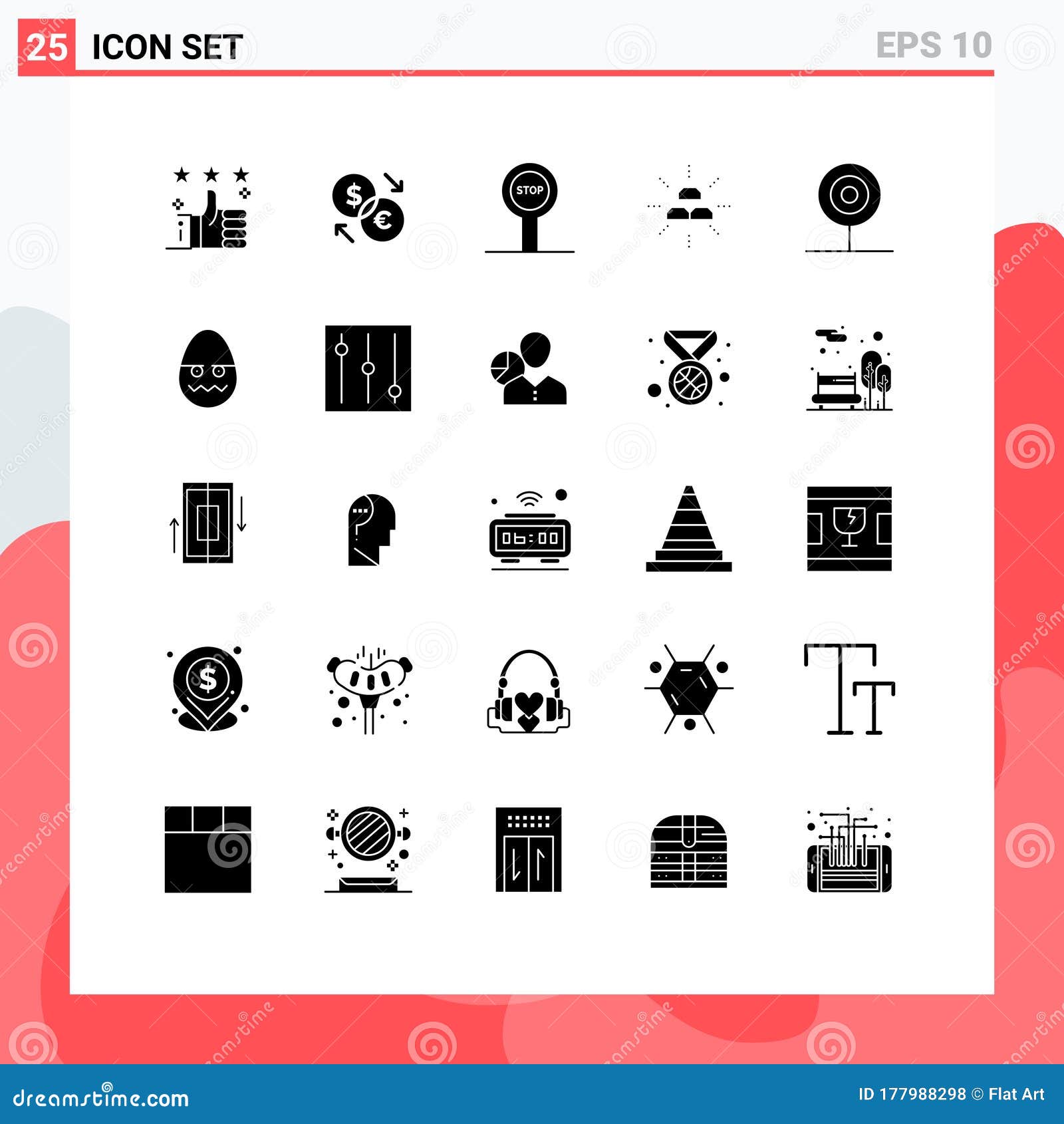 Solid Glyph Pack of 25 Universal Symbols of Interest, Gold, Dollar ...