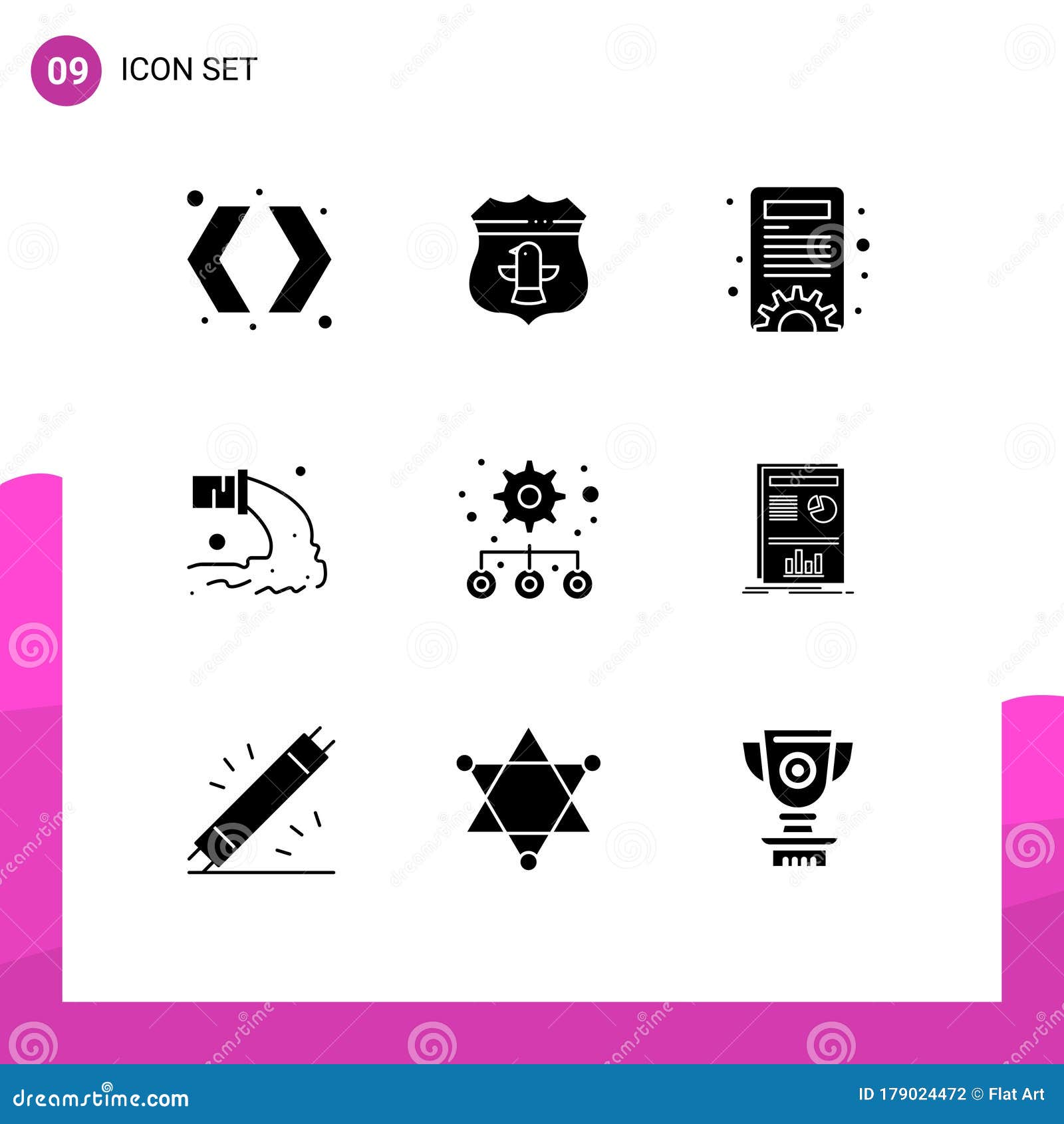 Solid Glyph Pack of 9 Universal Symbols of Management, Waste, Content ...