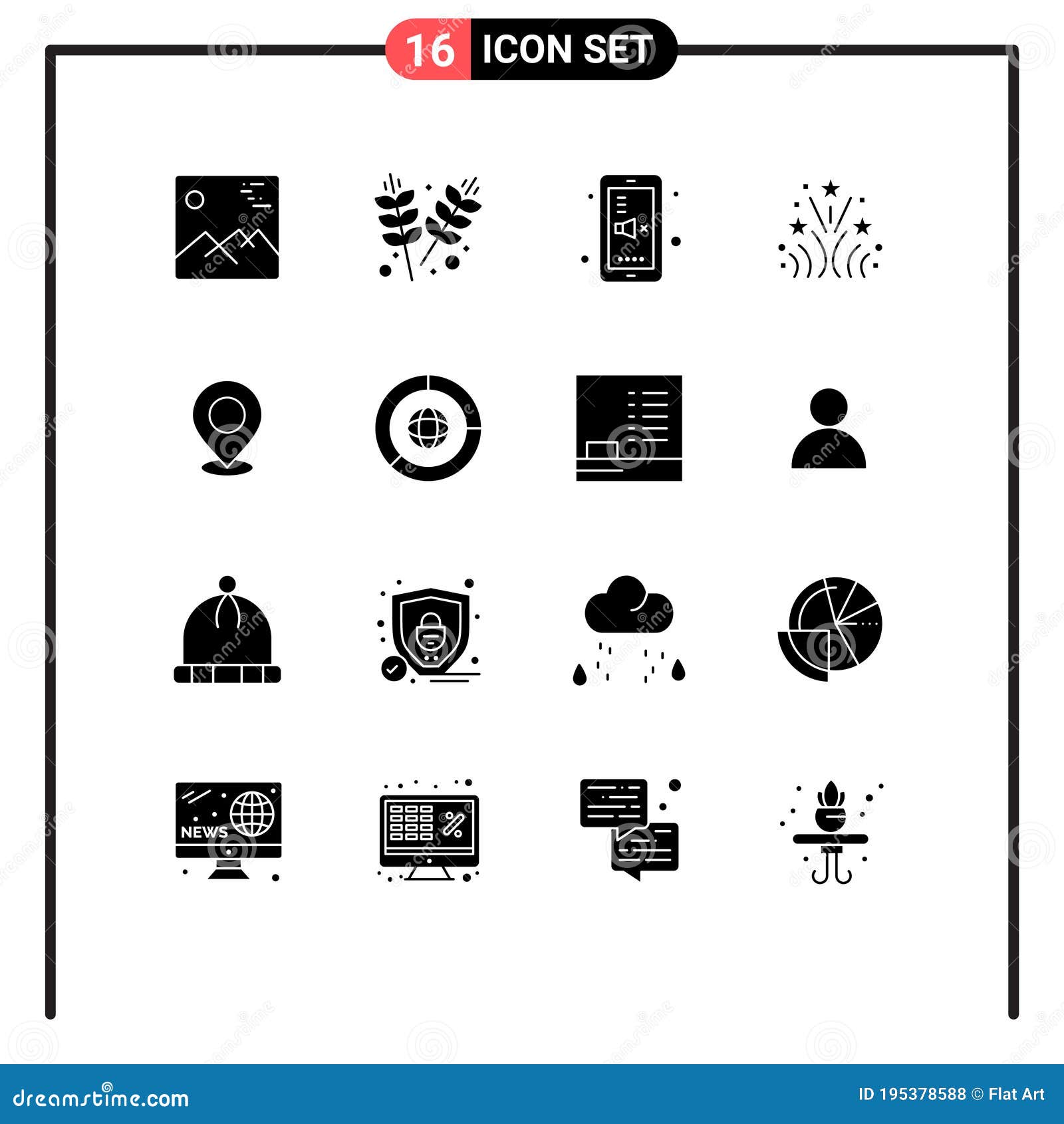 Solid Glyph Pack of 16 Universal Symbols of Map, Wedding, Back To ...