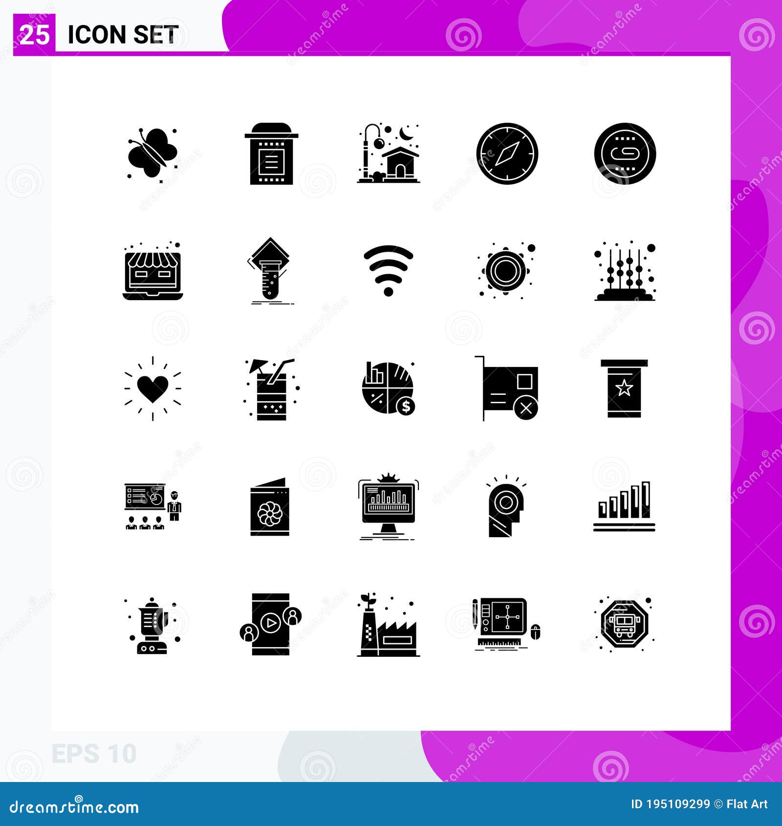 Solid Glyph Pack of 25 Universal Symbols of Navigation, Gps, Party ...