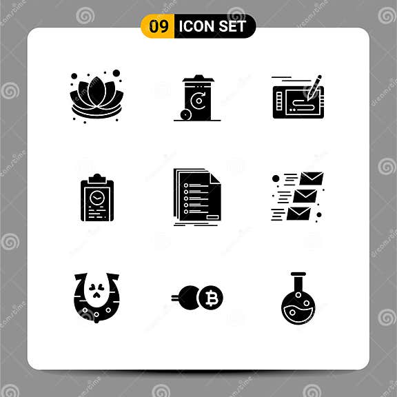 Solid Glyph Pack of 9 Universal Symbols of Training, Plan, Design ...