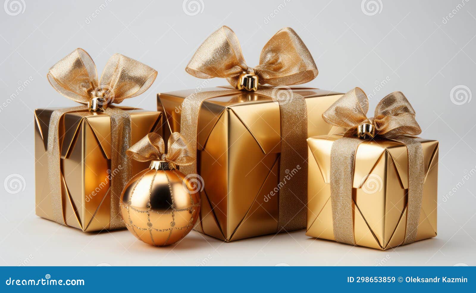 Solid Gold Christmas Gift Boxes Stock Image - Image of green, presents ...