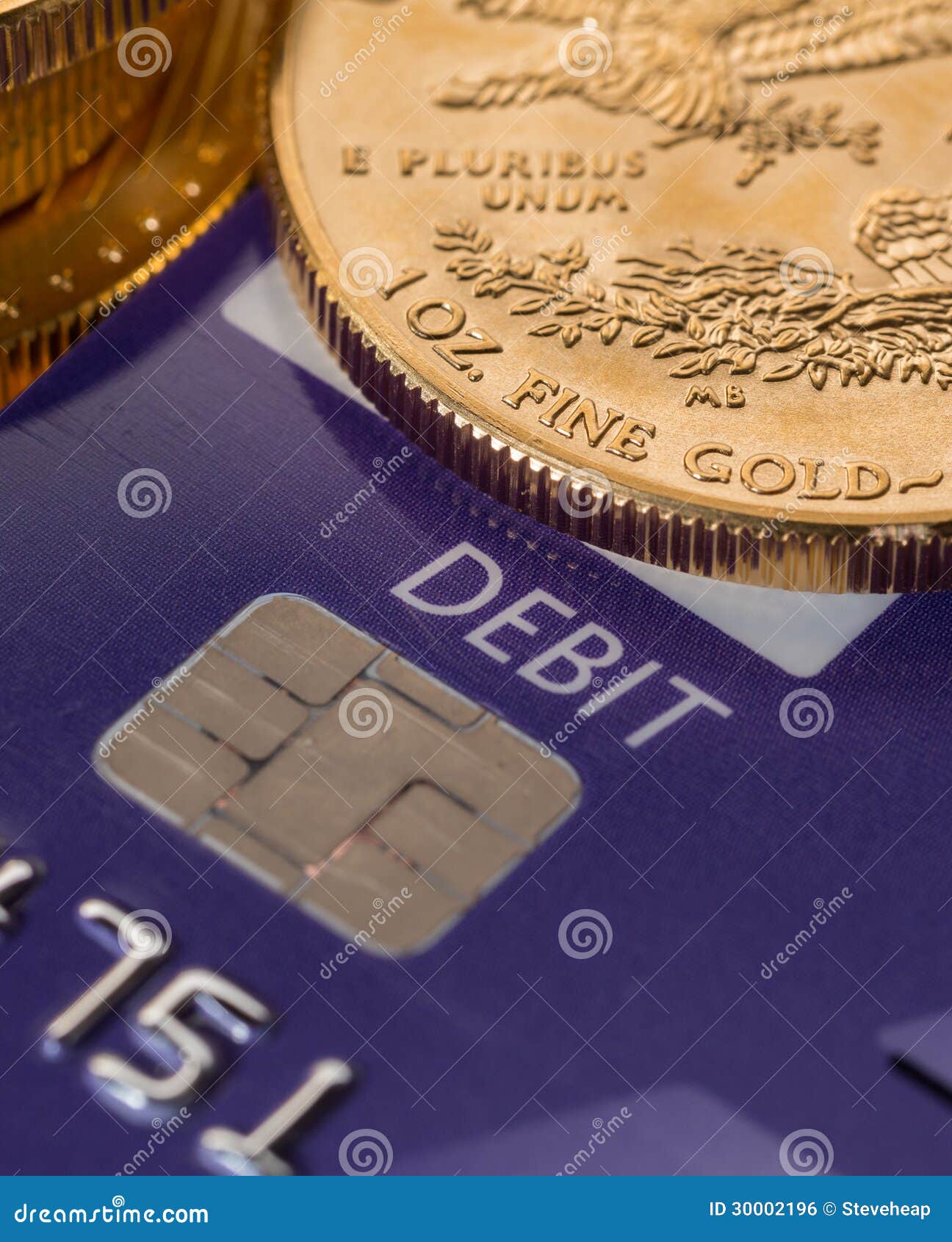 Gold Coins on Chip and Pin Debit Card Stock Photo - Image of precious ...