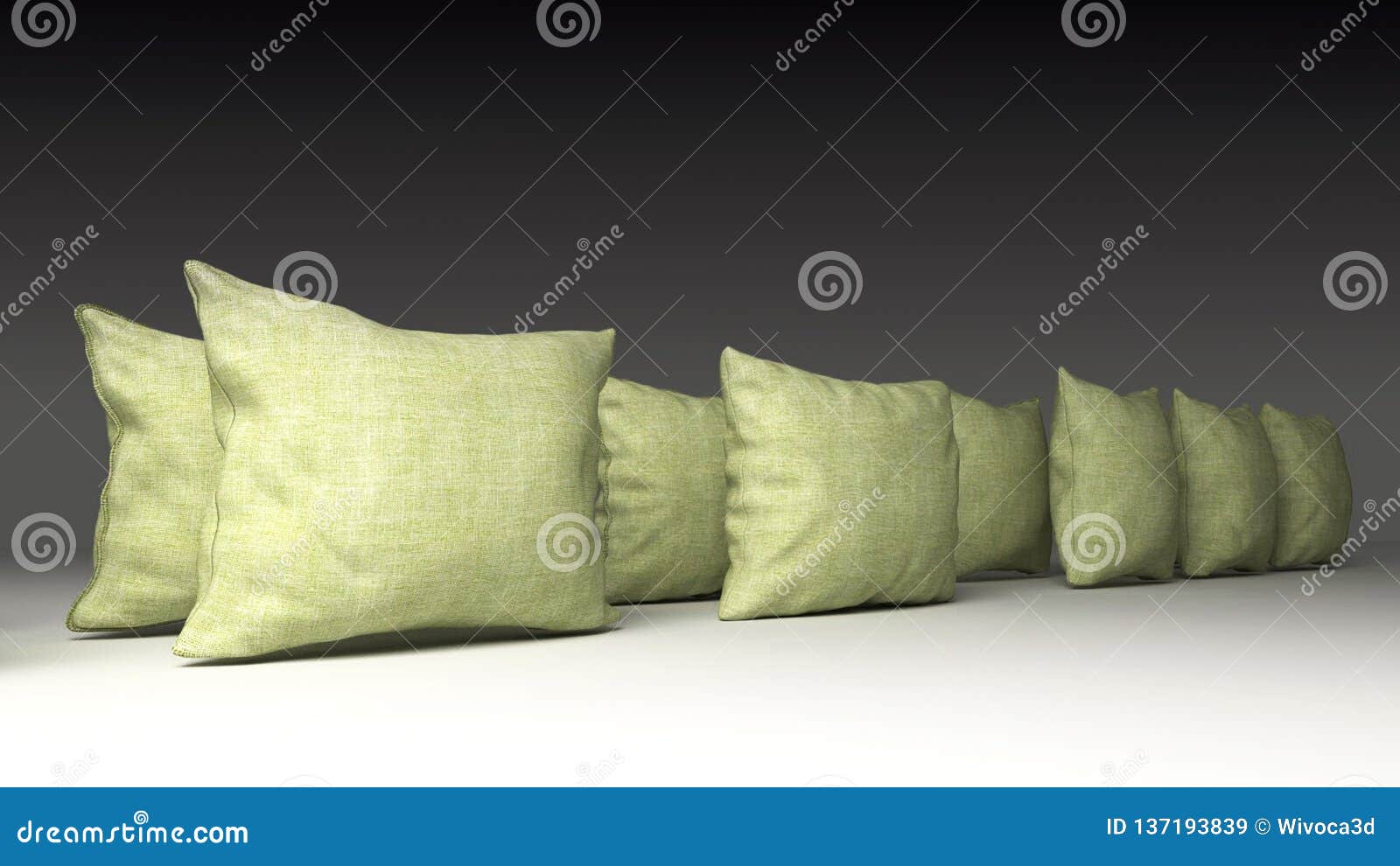 Solid Green Linen Pillow Set Stock Illustration - Illustration of ...