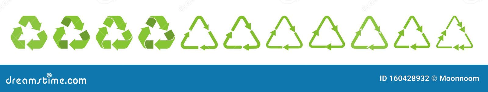 Solid Green Recycle Triangle Arrow Symbols Set Stock Vector ...