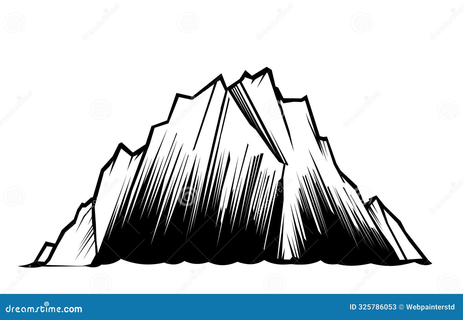 Solid Iceberg. Rock Stone Or Ice. Black Silhouette Drawing. Uneven ...