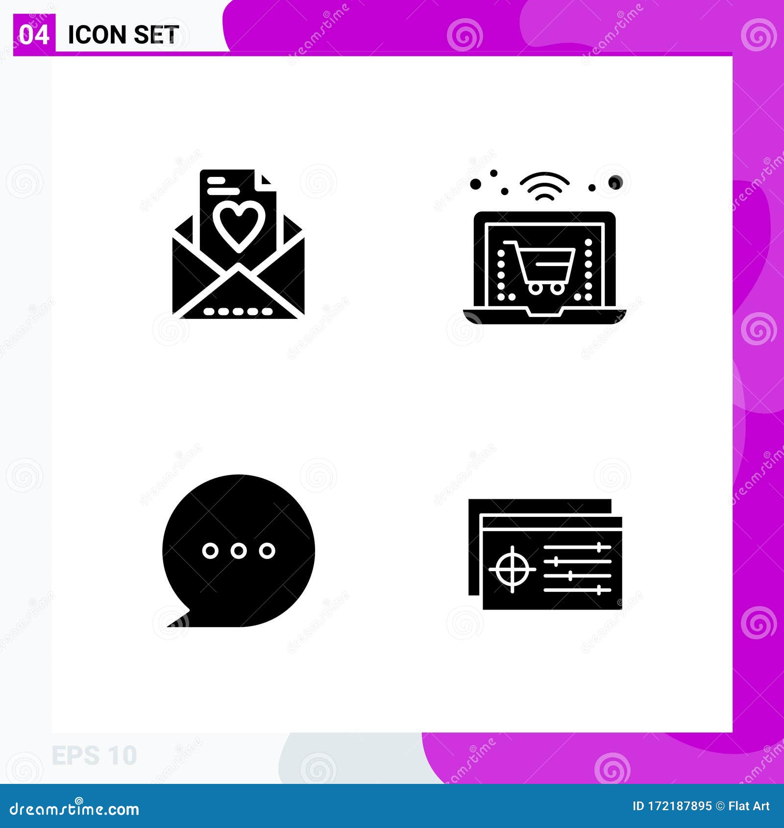 Solid Icon Set. Pack of 4 Glyph Icons Isolated on White Background for Web Print and Mobile ...