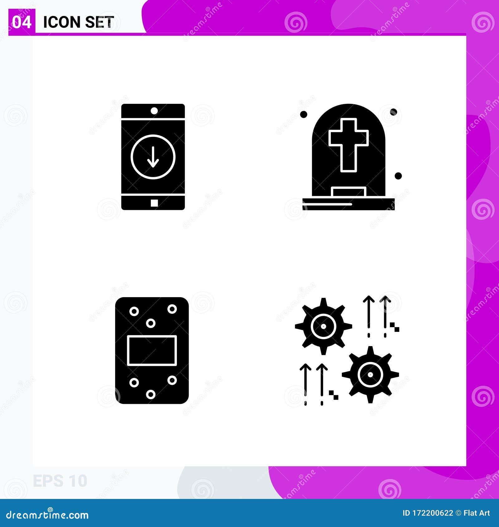 Solid Icon Set. Pack of 4 Glyph Icons Isolated on White Background for Web Print and Mobile ...