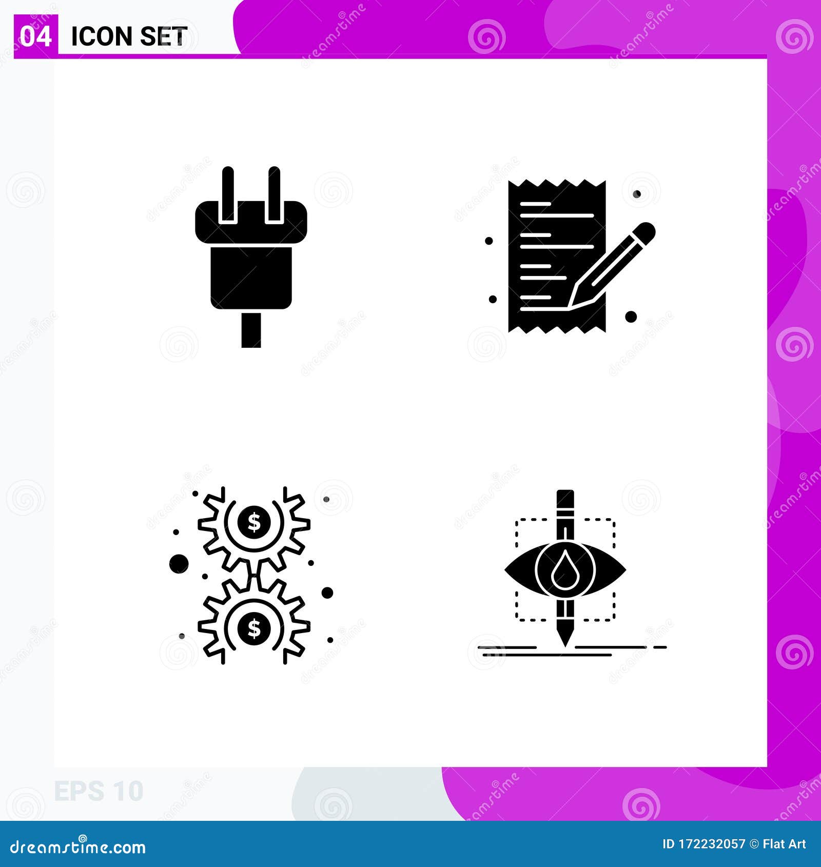 Solid Icon Set. Pack of 4 Glyph Icons Isolated on White Background for Web Print and Mobile ...