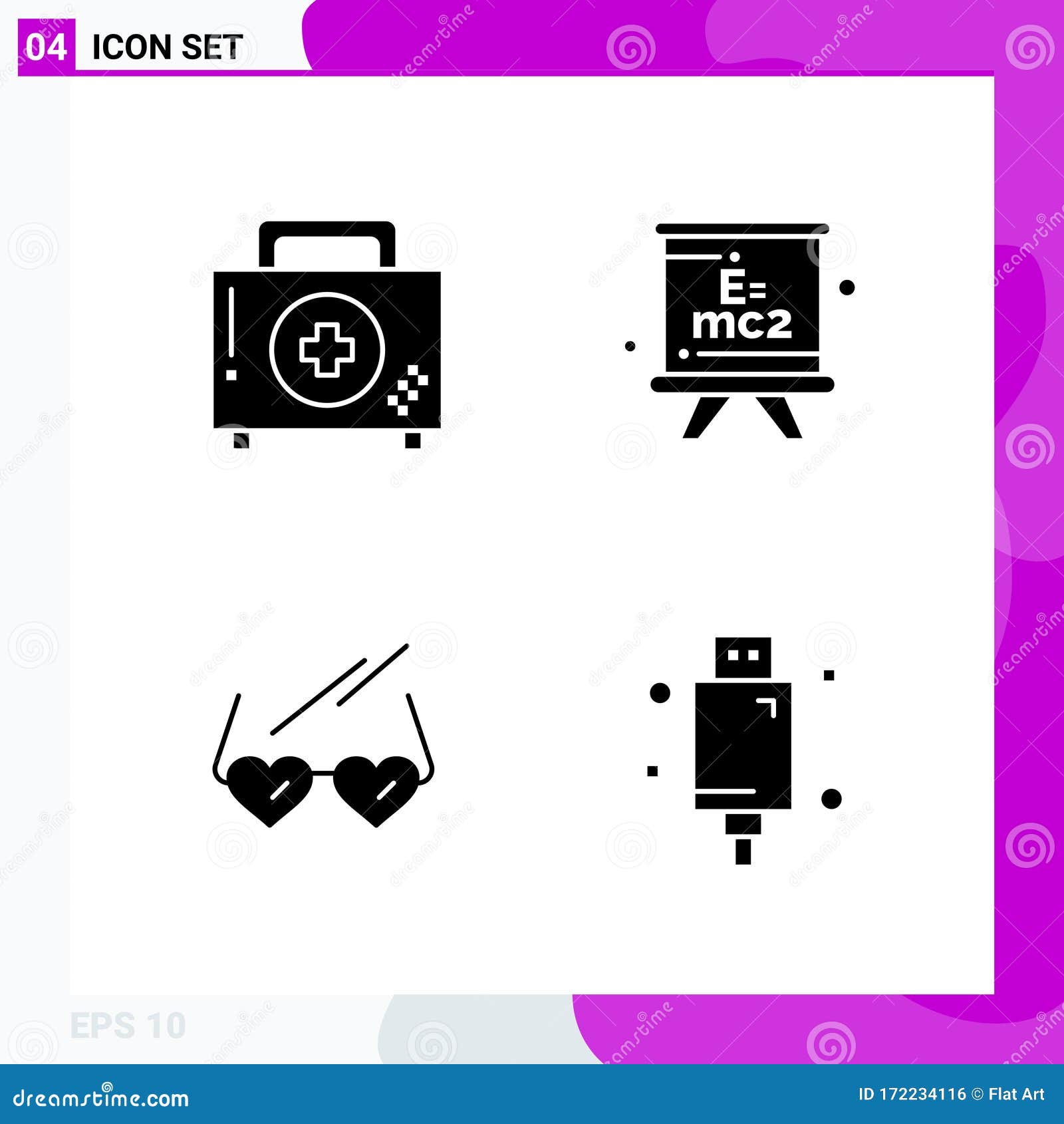 Solid Icon Set. Pack of 4 Glyph Icons Isolated on White Background for Web Print and Mobile ...