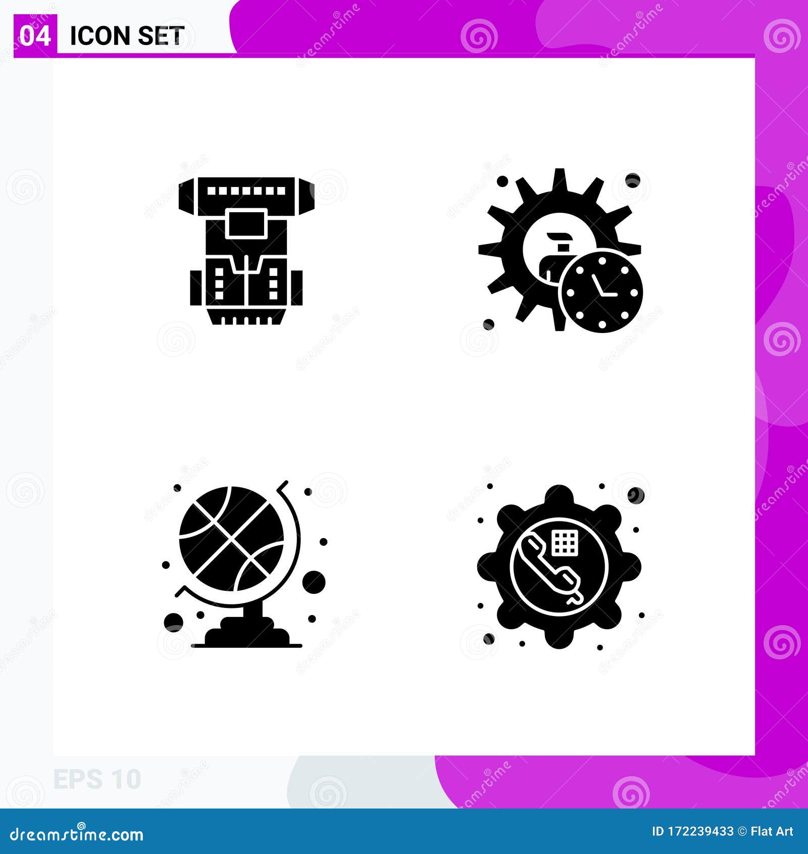 Solid Icon Set. Pack of 4 Glyph Icons Isolated on White Background for Web Print and Mobile ...