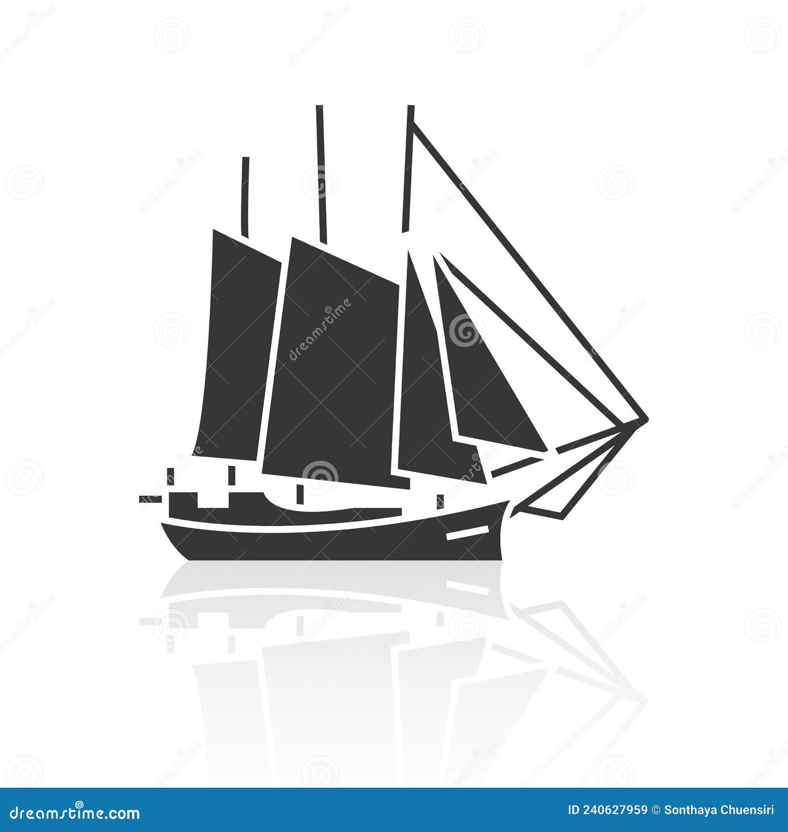 Solid Icons for Boat and Shadow, Vector Illustrations Stock Vector ...