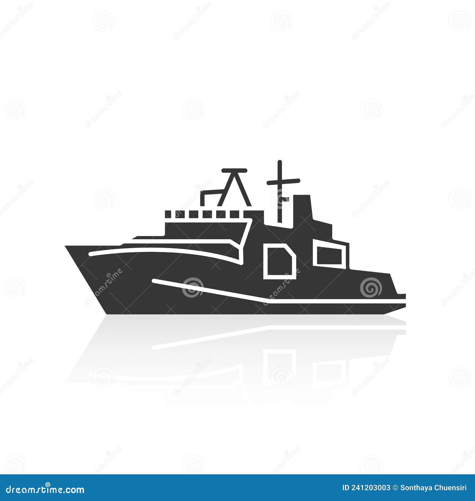 Solid Icons for Boat and Shadow, Vector Illustrations Stock Vector ...