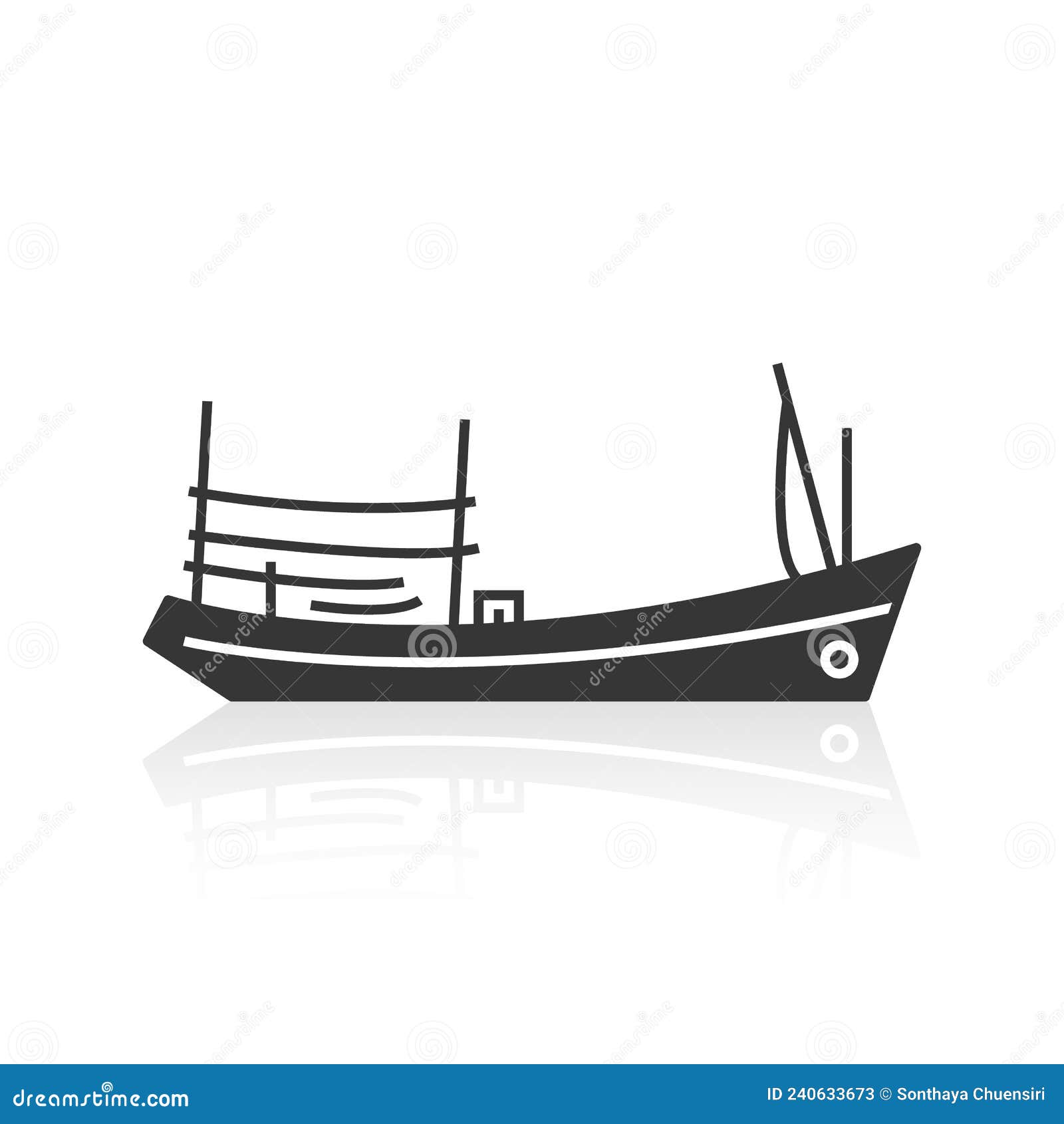 Solid Icons for Boat and Shadow, Vector Illustrations Stock Vector ...