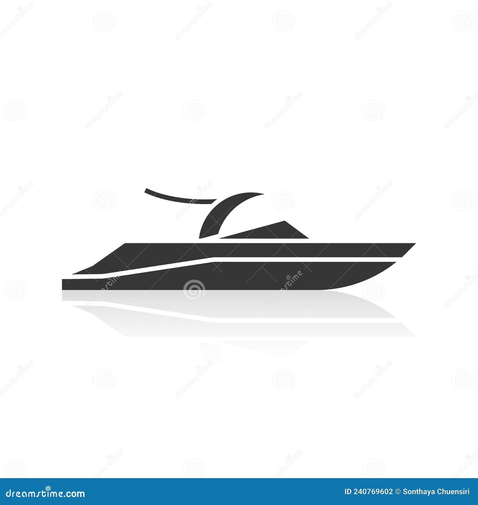 Solid Icons for Boat and Shadow, Vector Illustrations Stock Vector ...