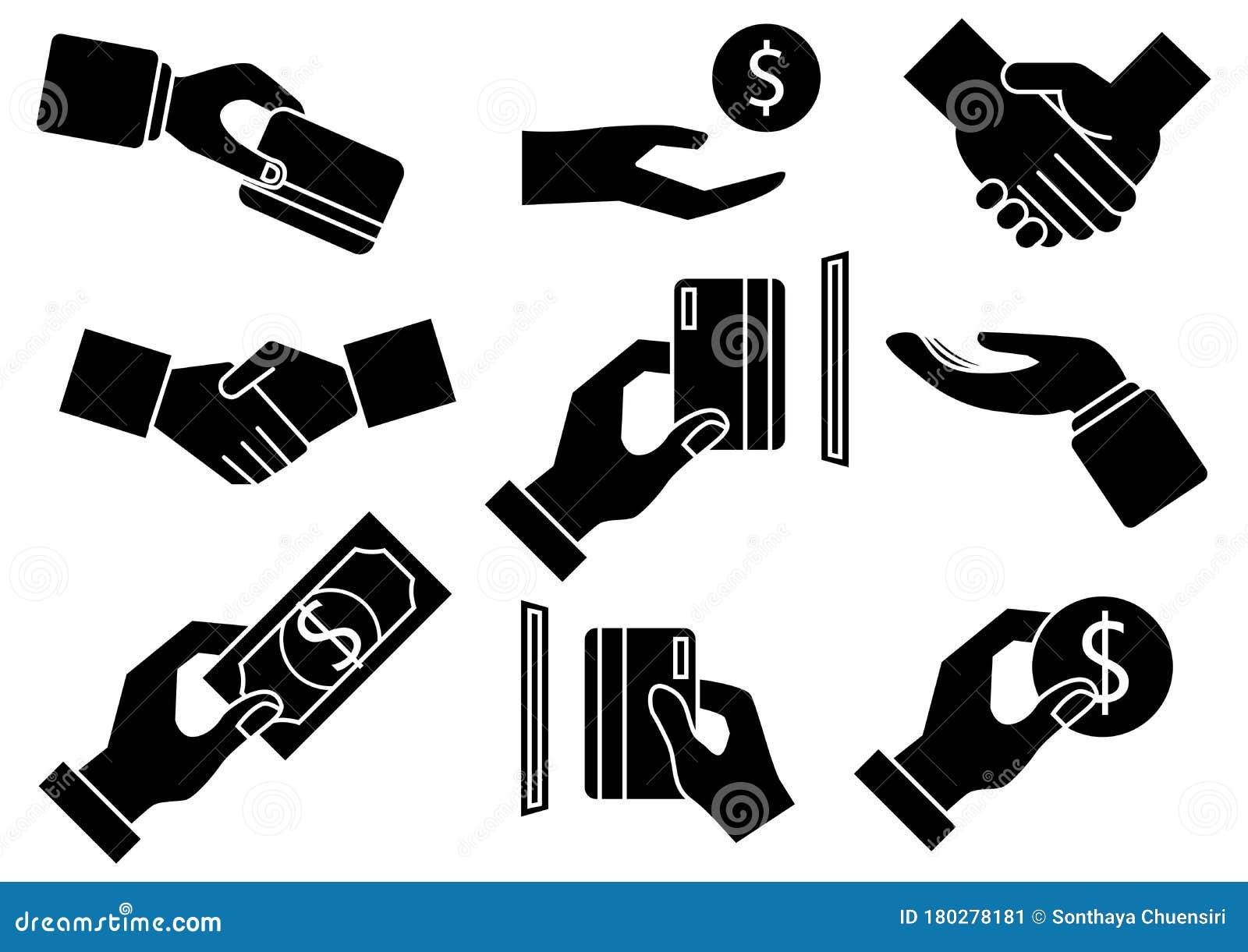 Solid Icons for Business, Handshake, Payment, Money, Coin, Dollar ...