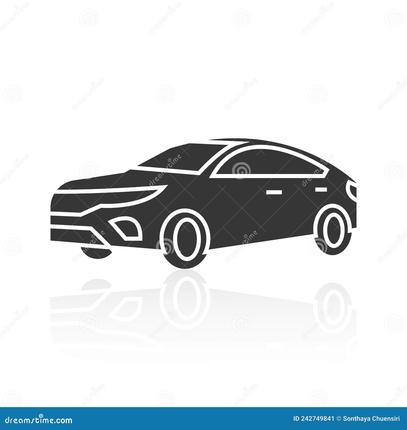 Solid Icons for Car Side View and Shadow,vector Illustrations Stock ...