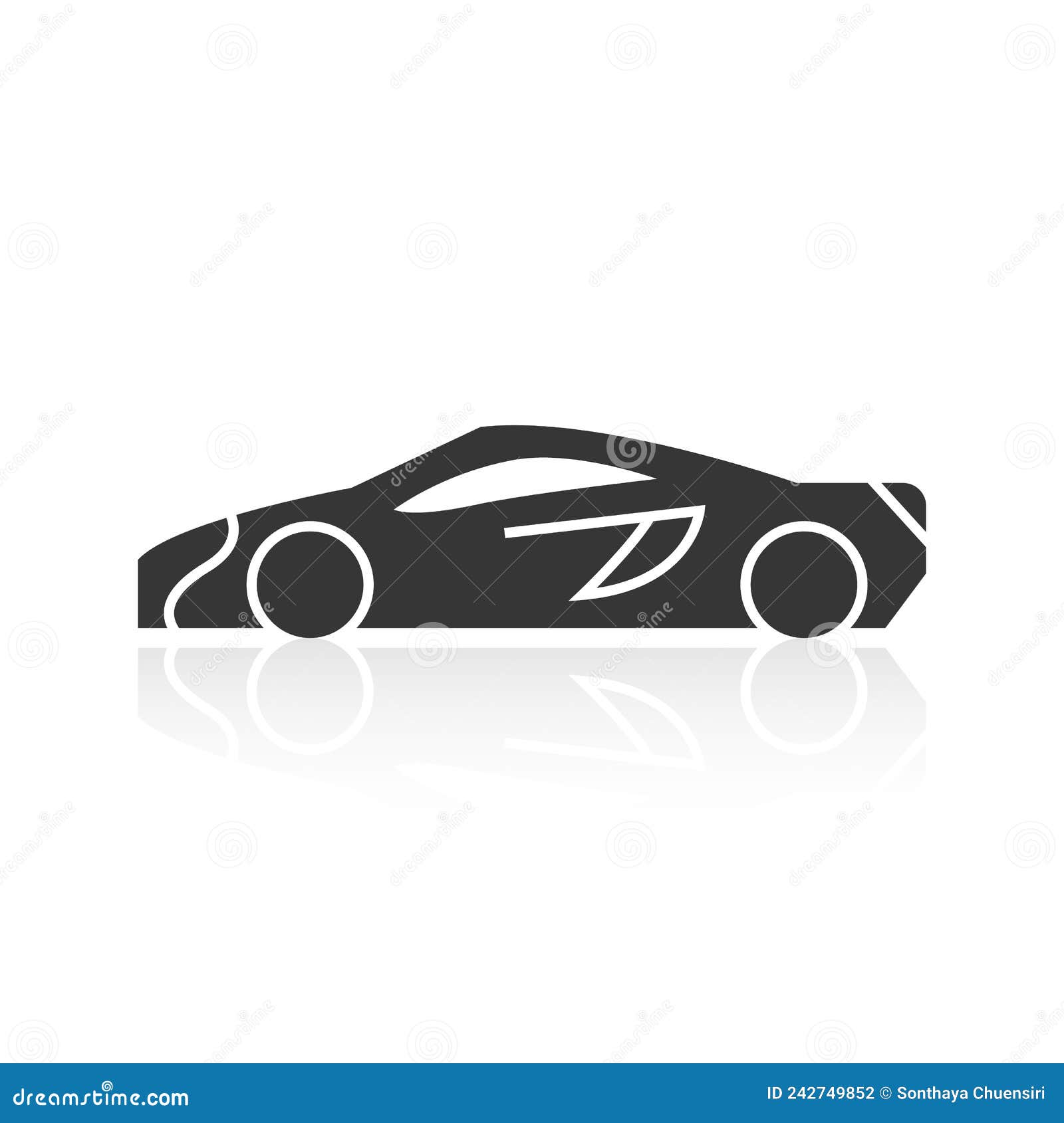 Solid Icons for Car Side View and Shadow,vector Illustrations Stock ...