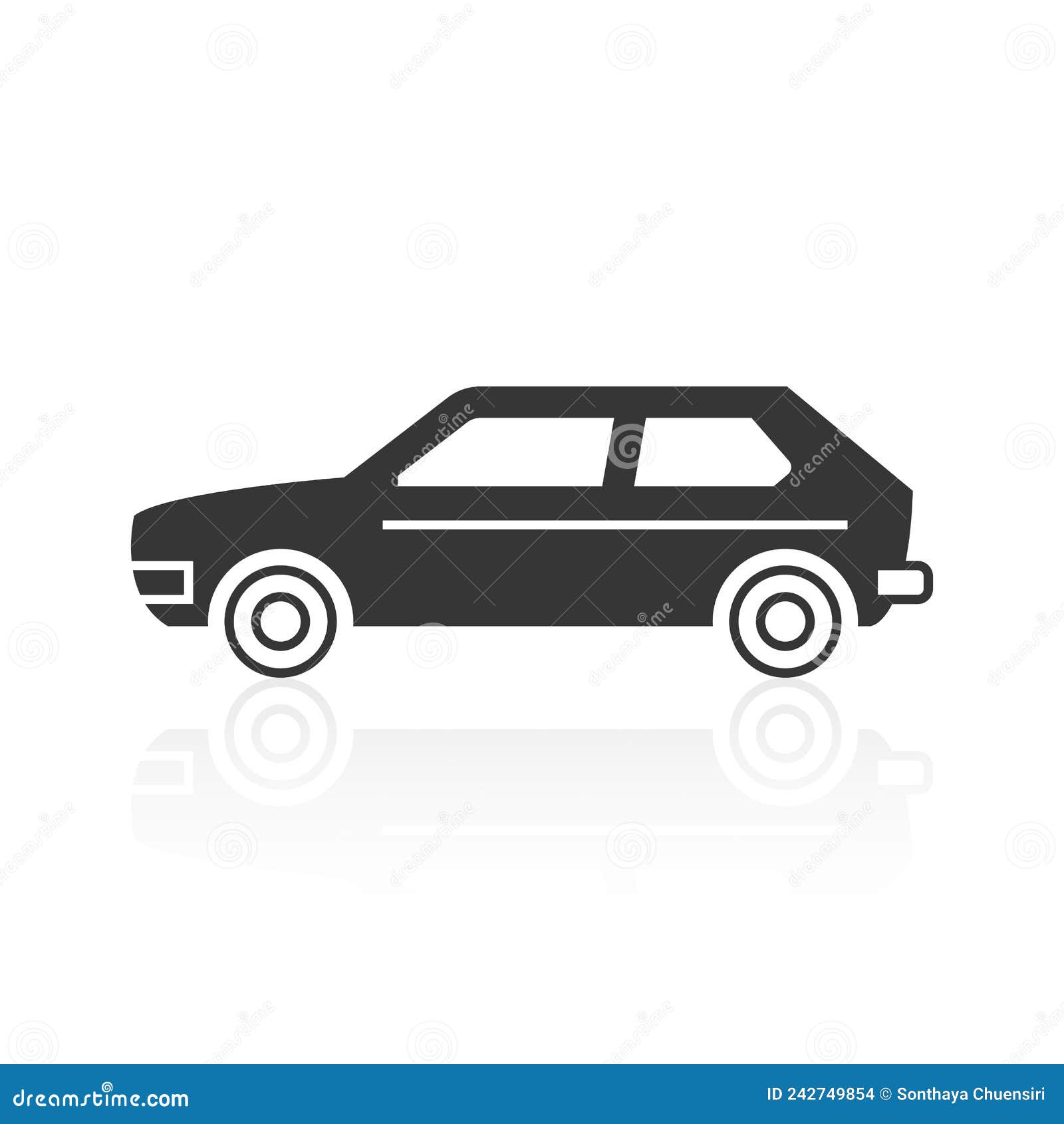 Solid Icons for Car Side View and Shadow,vector Illustrations Stock ...