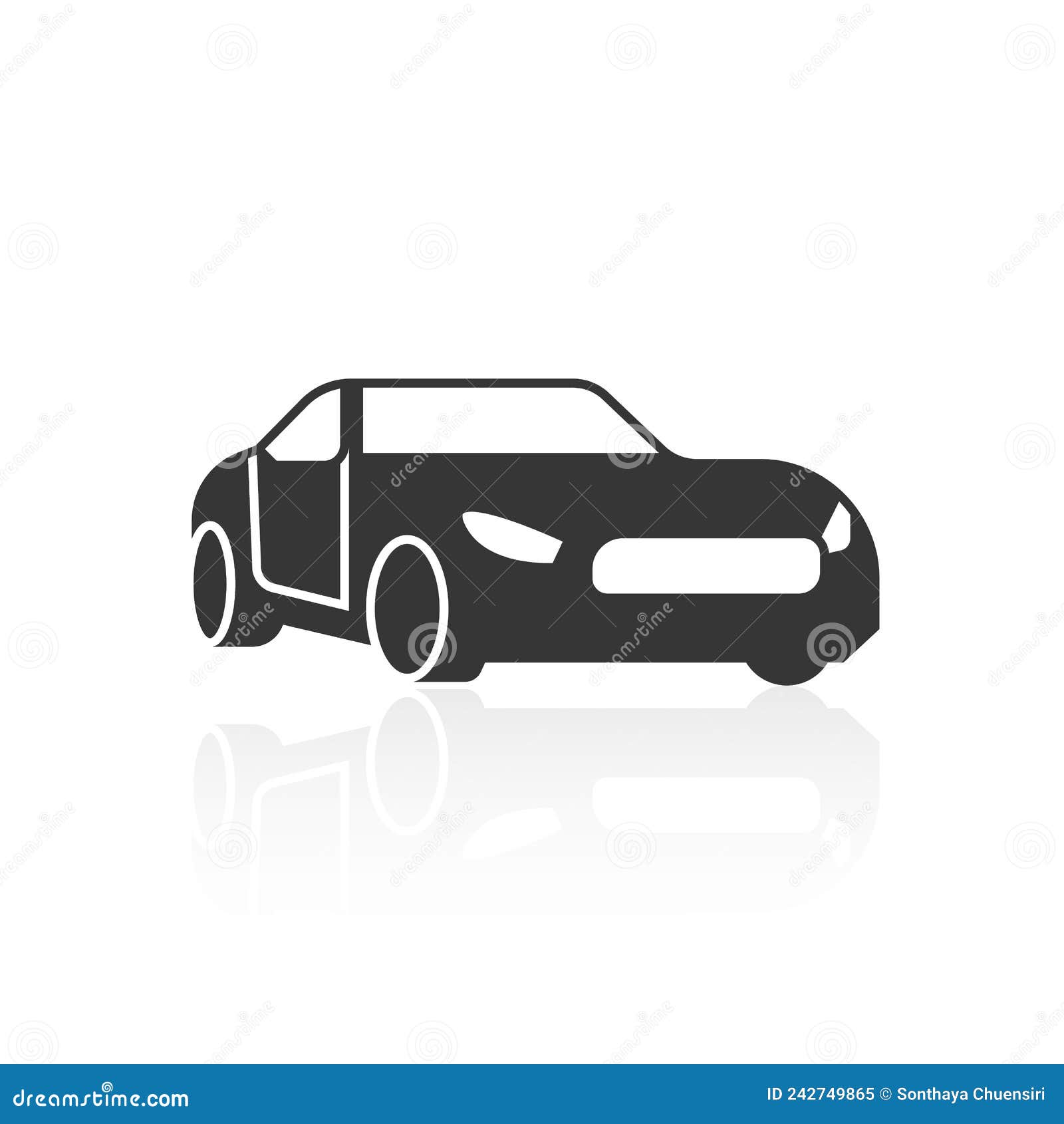 Solid Icons for Car Side View and Shadow,vector Illustrations Stock ...