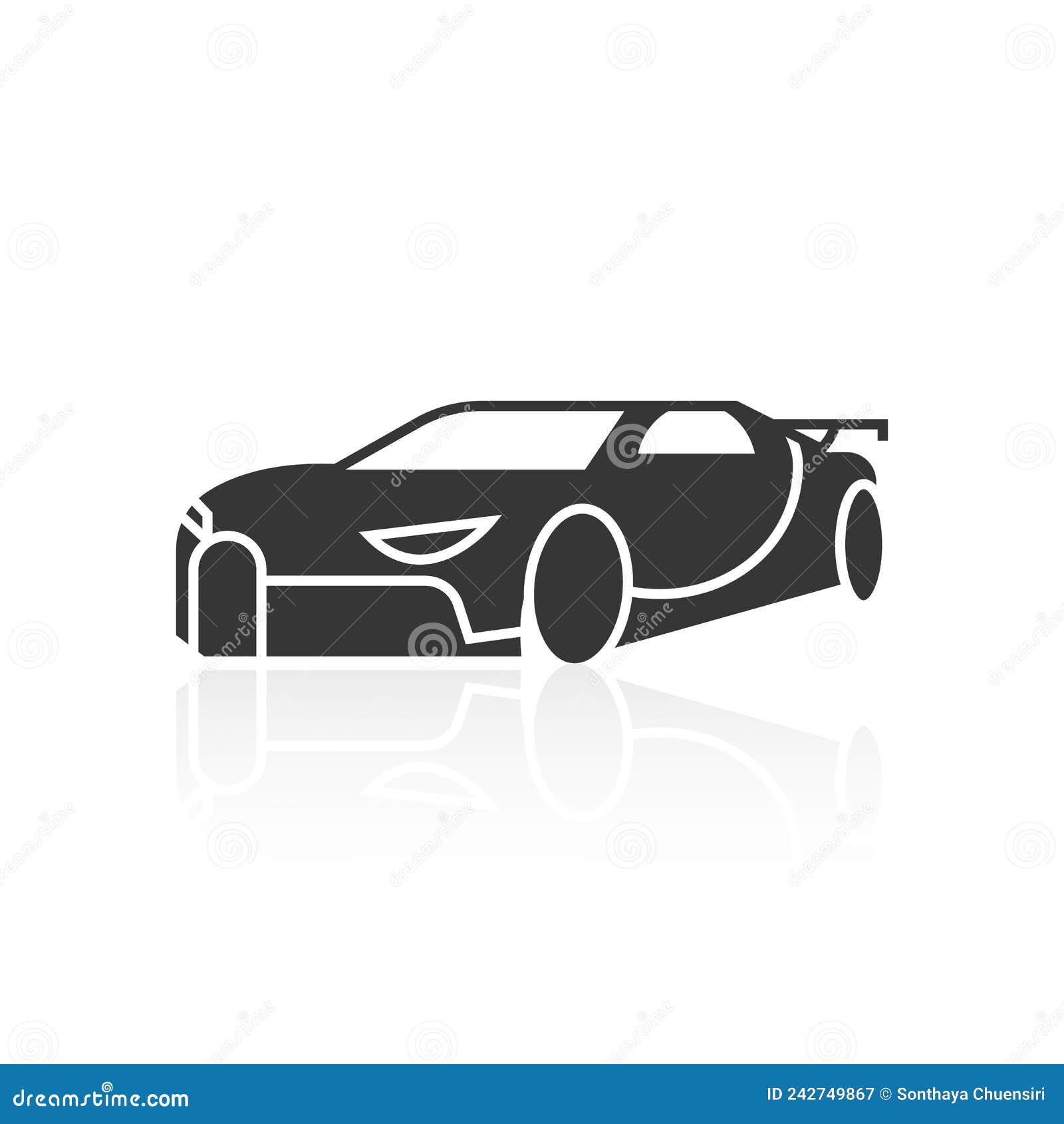 Solid Icons for Car Side View and Shadow,vector Illustrations Stock ...