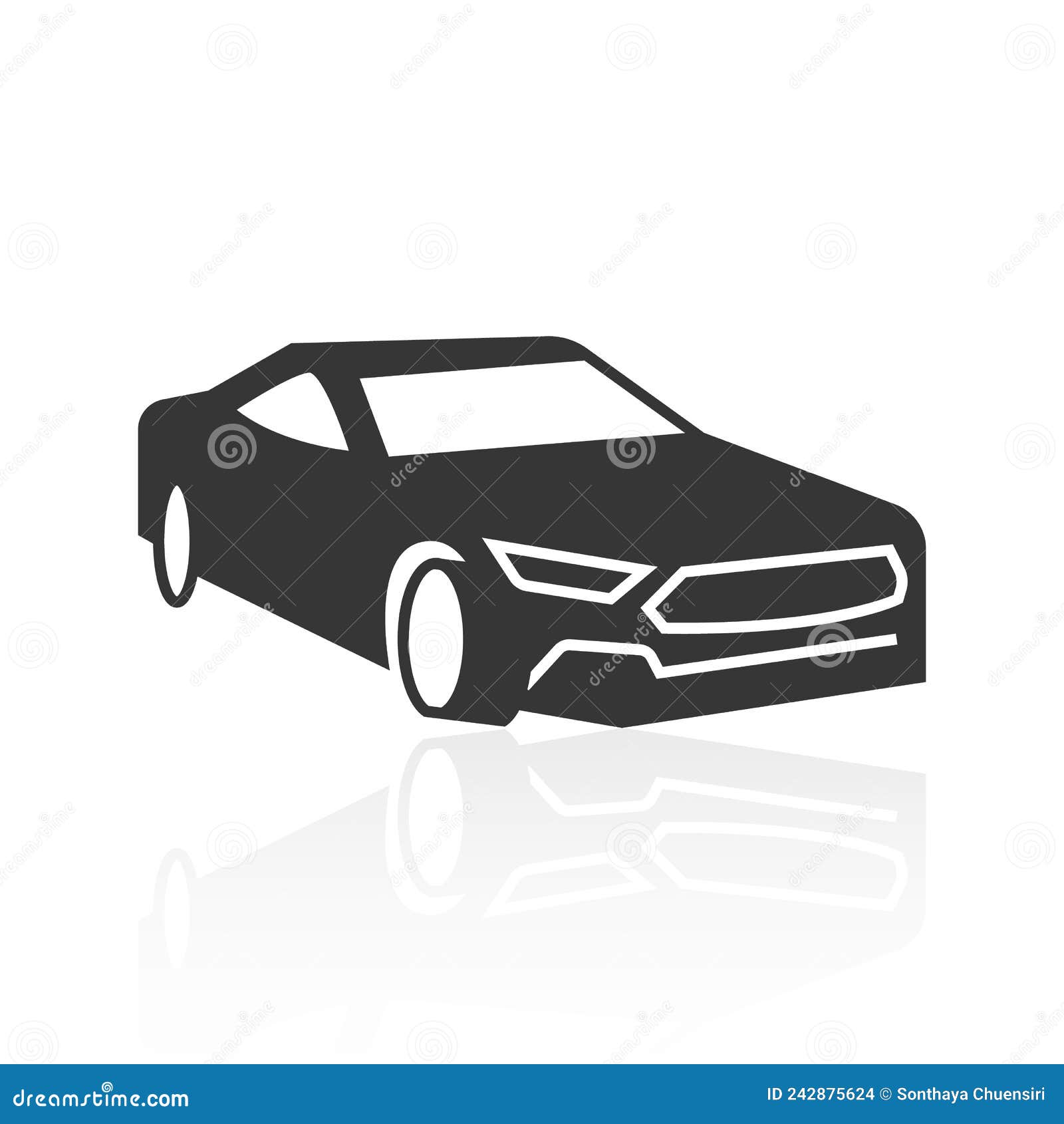 Solid Icons for Car Side View and Shadow,vector Illustrations Stock ...