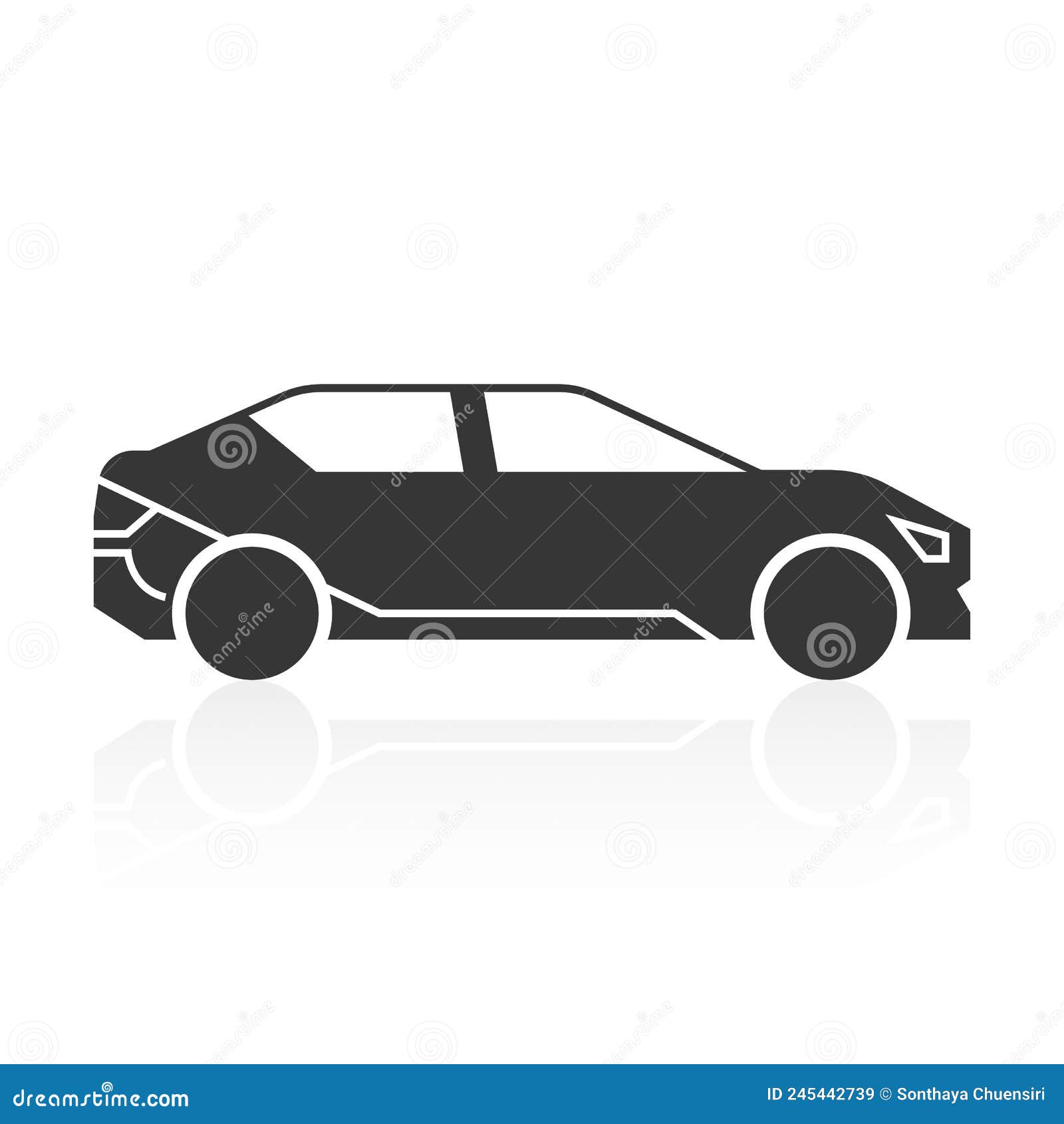 Solid Icons for Car Side View and Shadow,vector Illustrations Stock ...