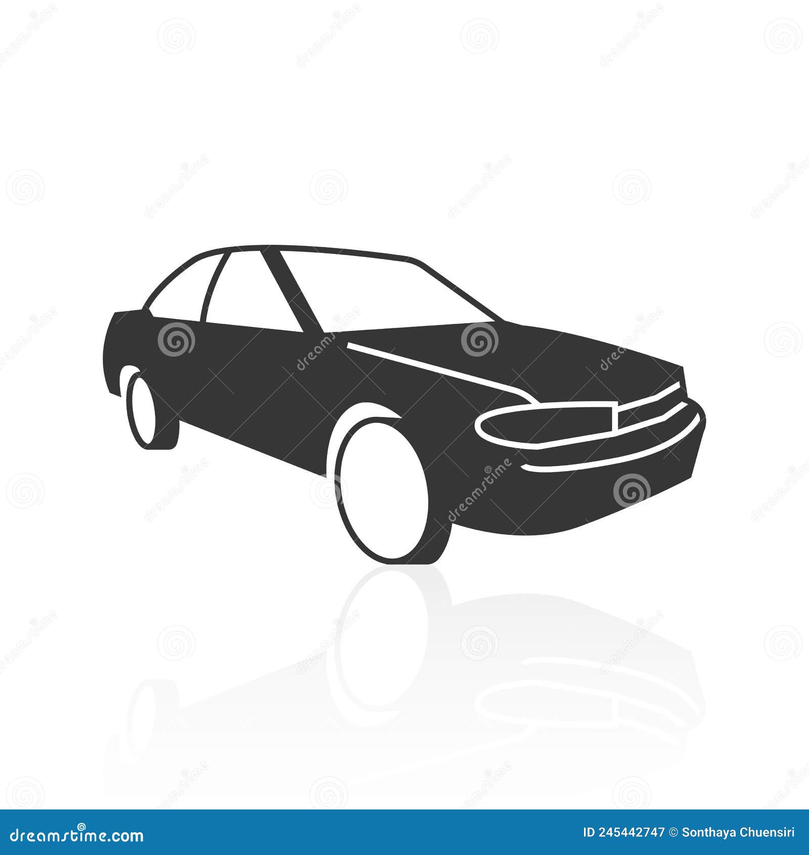 Solid Icons for Car Side View and Shadow,vector Illustrations Stock ...
