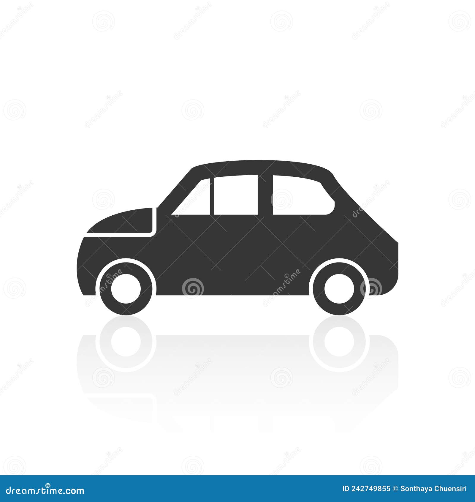 Solid Icons for Car Side View and Shadow,vector Illustrations Stock ...
