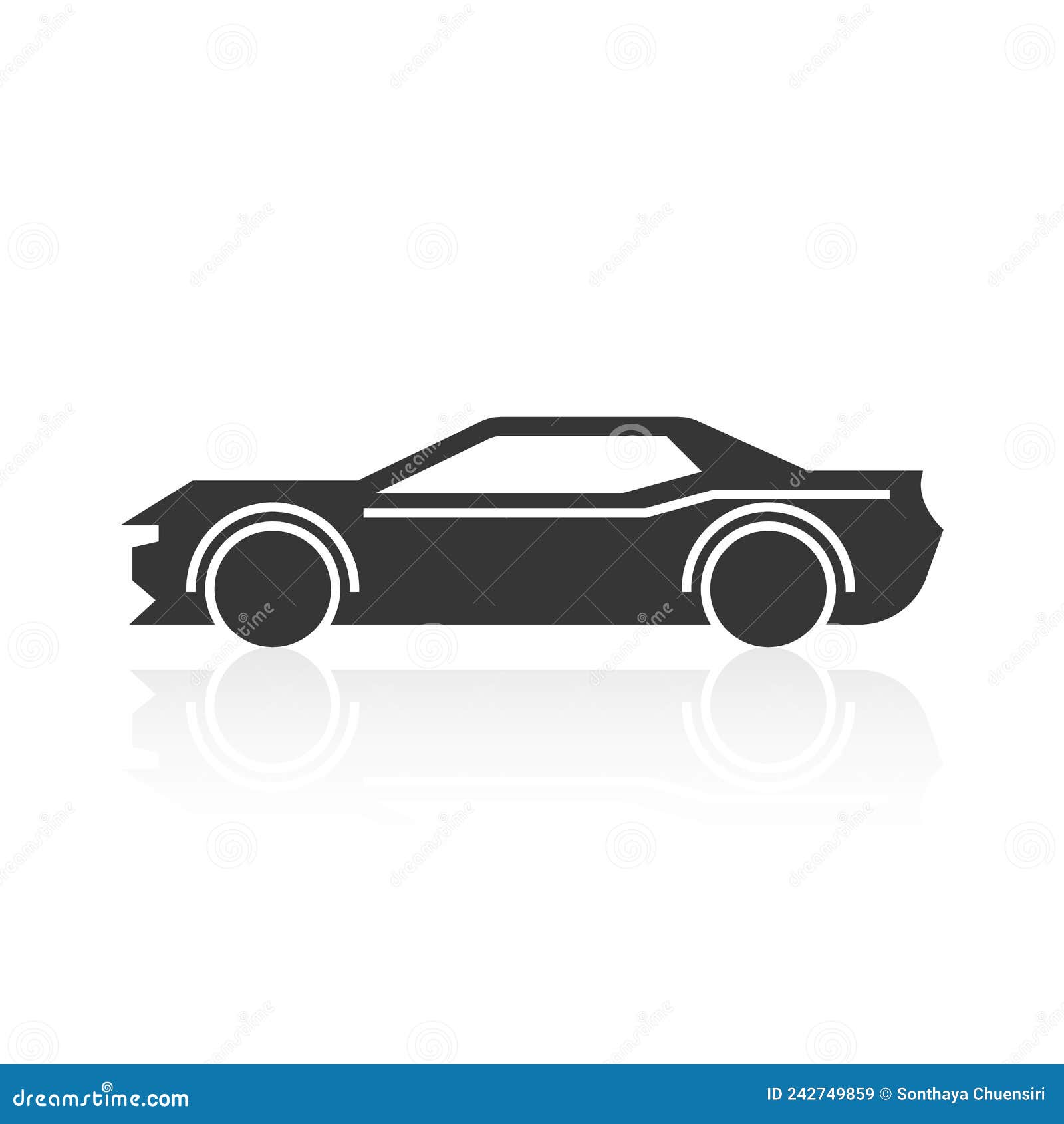 Solid Icons for Car Side View and Shadow,vector Illustrations Stock ...