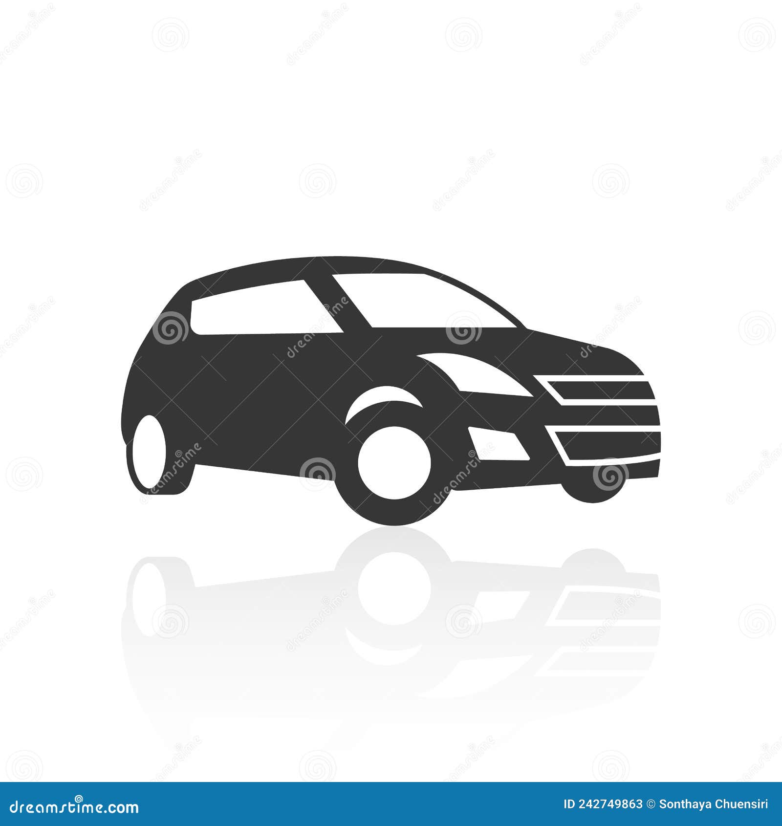 Solid Icons for Car Side View and Shadow,vector Illustrations Stock ...