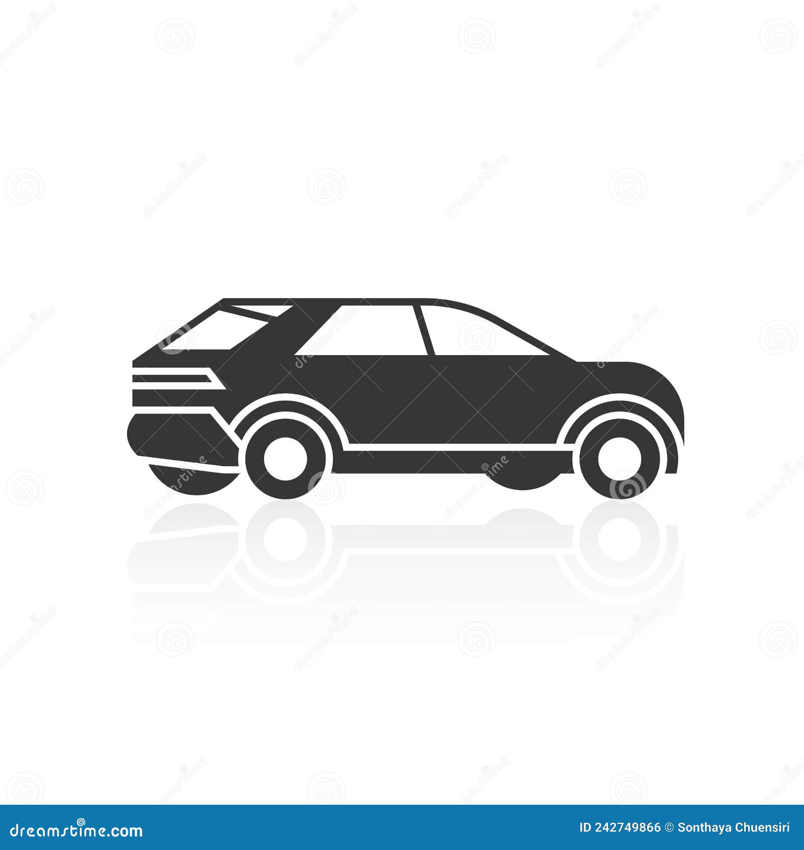 Solid Icons for Car Side View and Shadow,vector Illustrations Stock ...