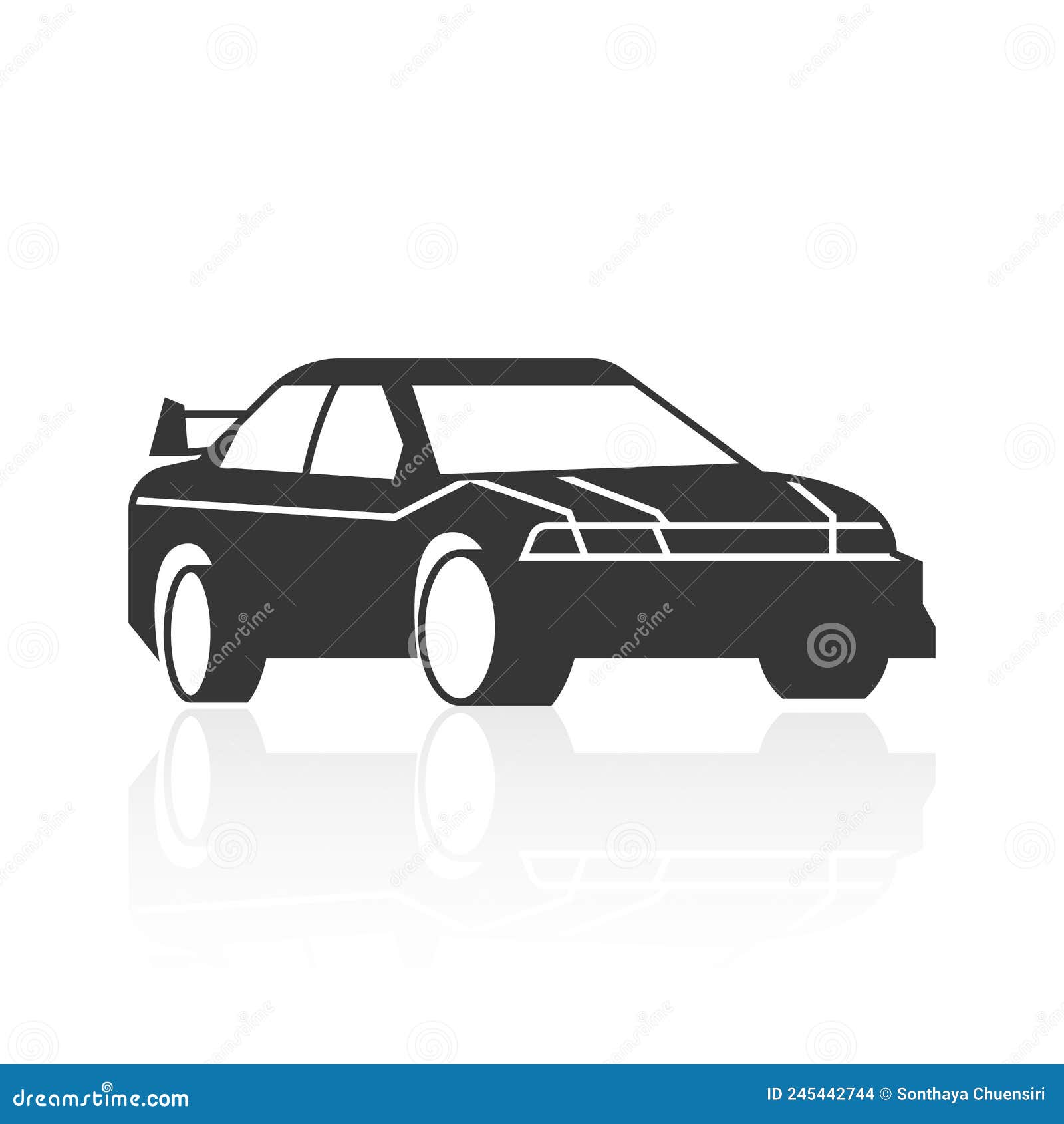Solid Icons for Car Side View and Shadow,vector Illustrations Stock ...