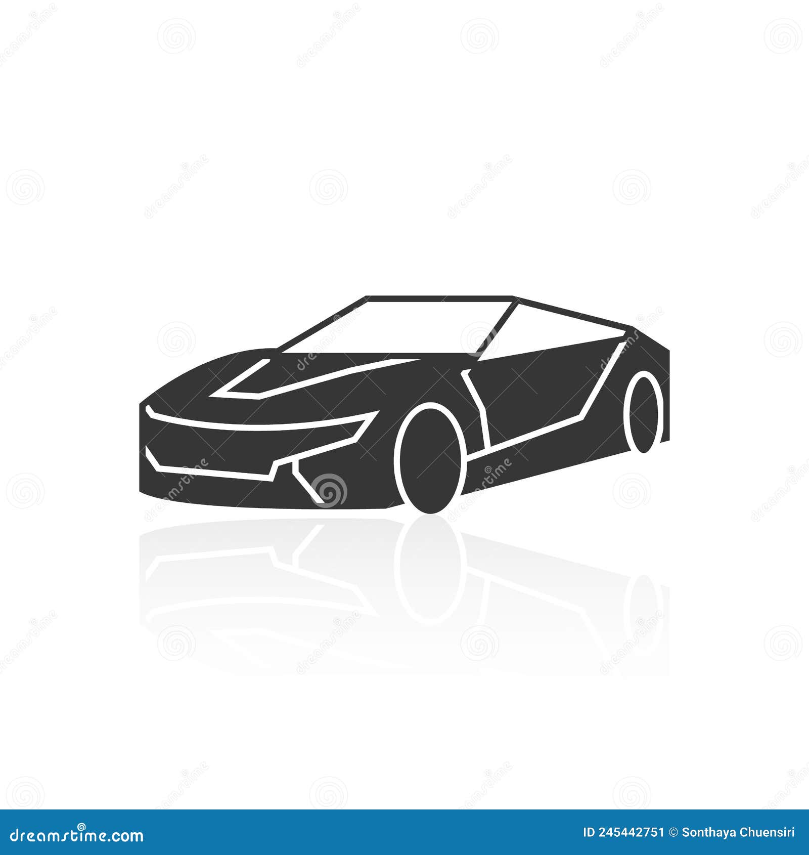 Solid Icons for Car Side View and Shadow,vector Illustrations Stock ...