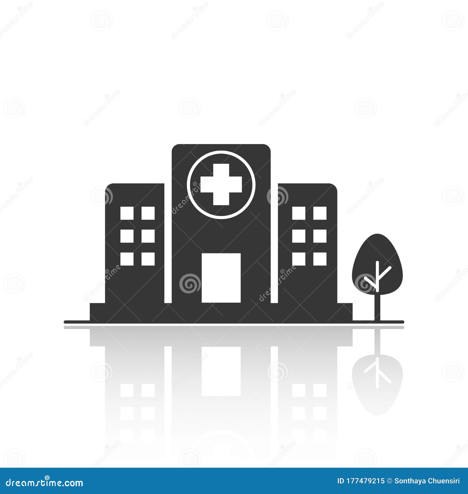 Solid Icons for Hospital Buildings and Shadow,vector Illustrations ...