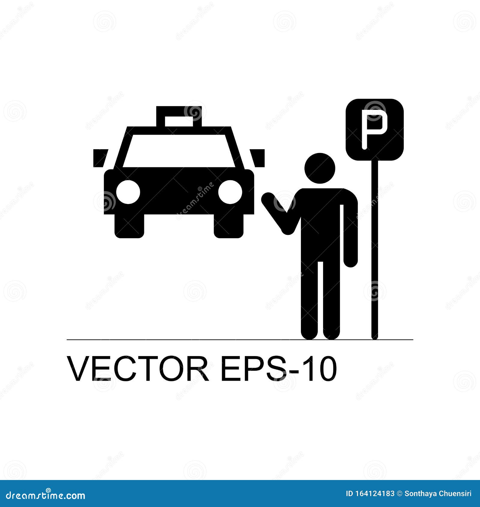 A Set Of Icons For Parking Cars And Bicycles. Fines And Elements Of ...