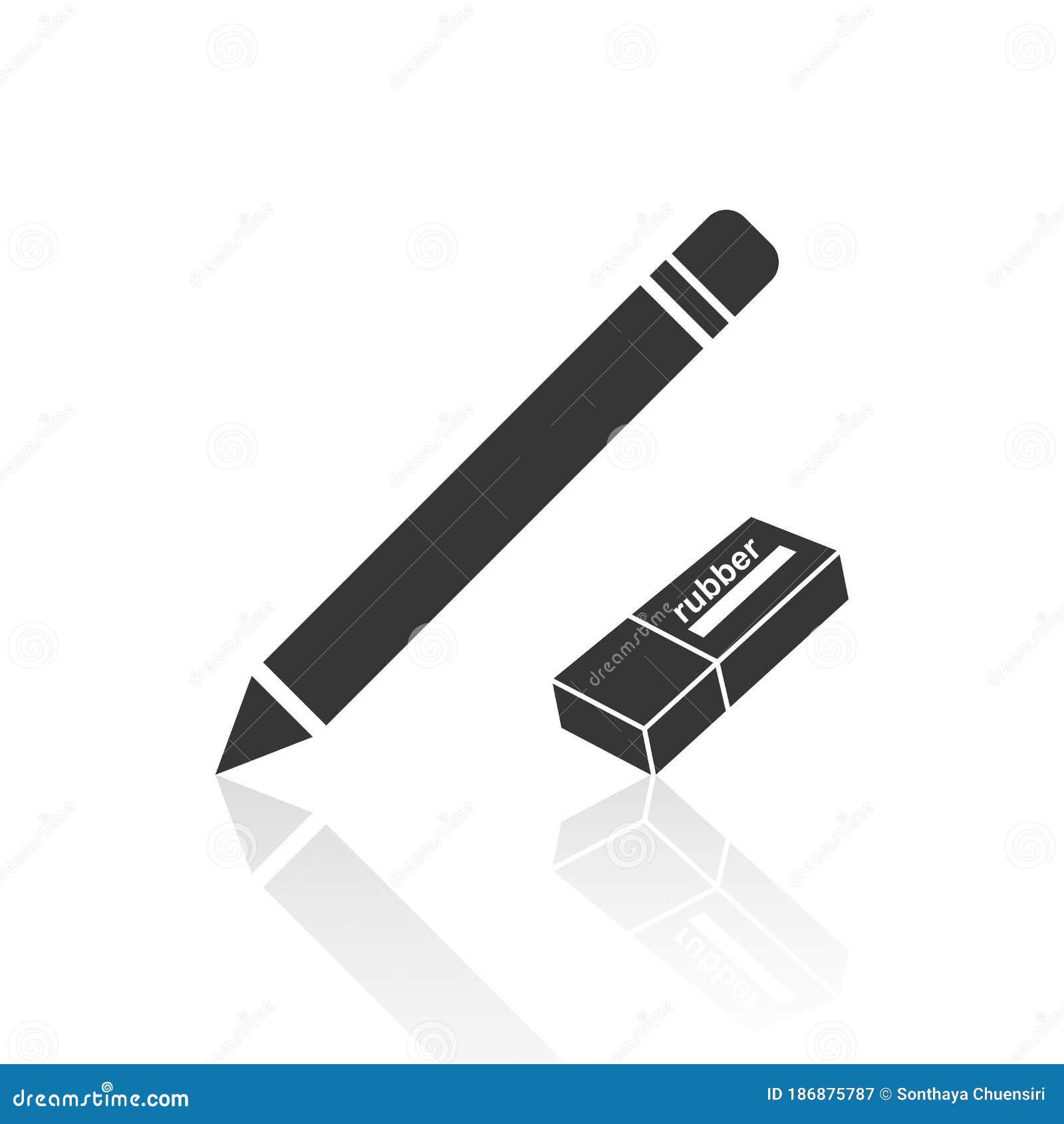 Solid Icons for Pencil and Rubber,vector Illustrations Stock Vector ...
