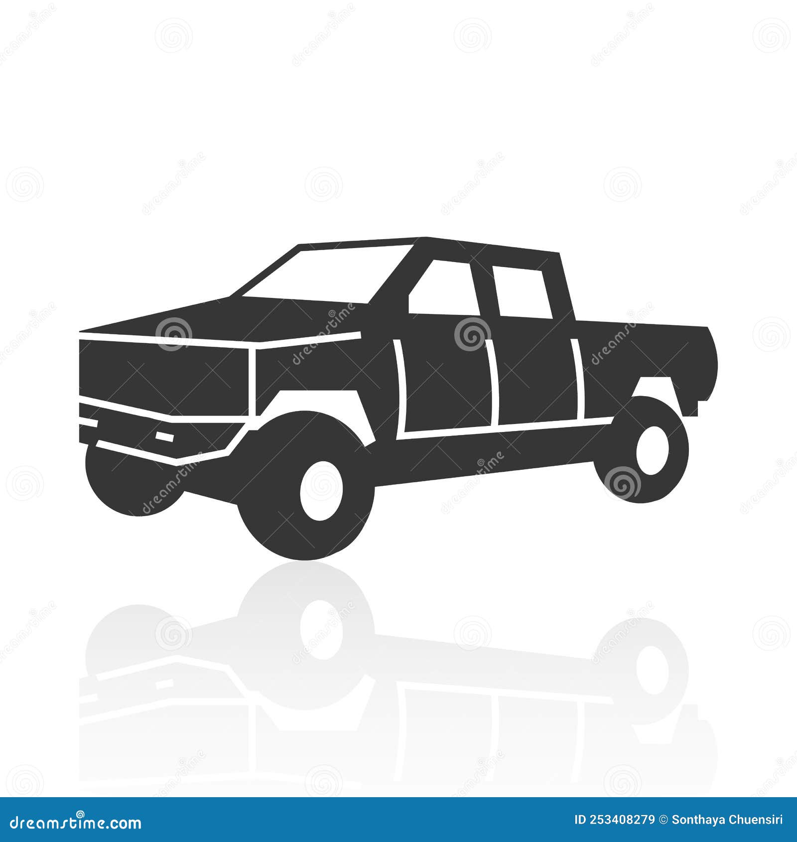 Solid Icons for Pickup Truck and Shadow,vector Illustrations Stock ...