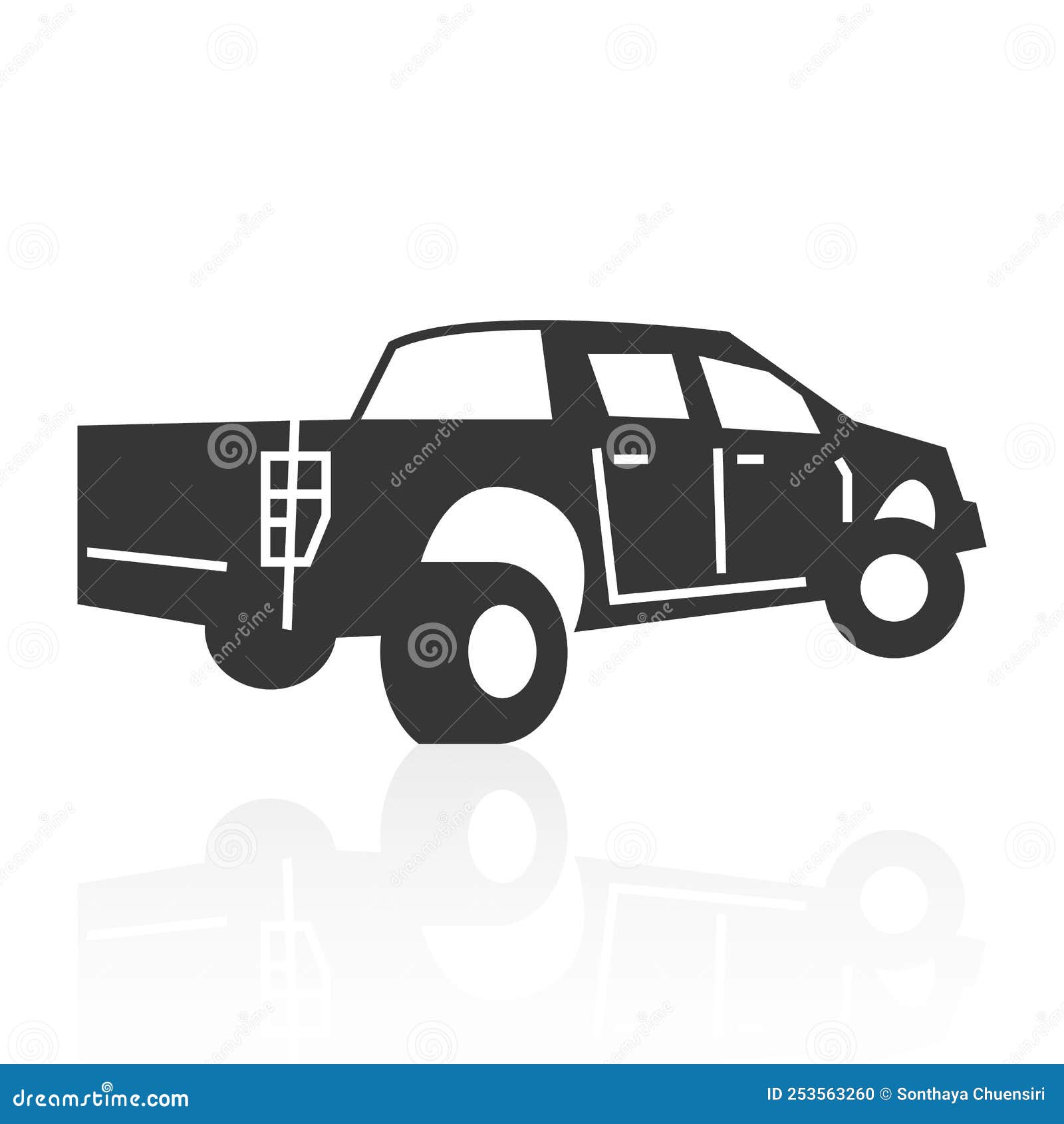 Solid Icons for Pickup Truck and Shadow,vector Illustrations Stock ...
