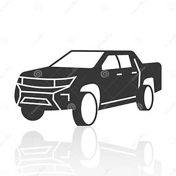 Solid Icons for Pickup Truck and Shadow,vector Illustrations Stock ...