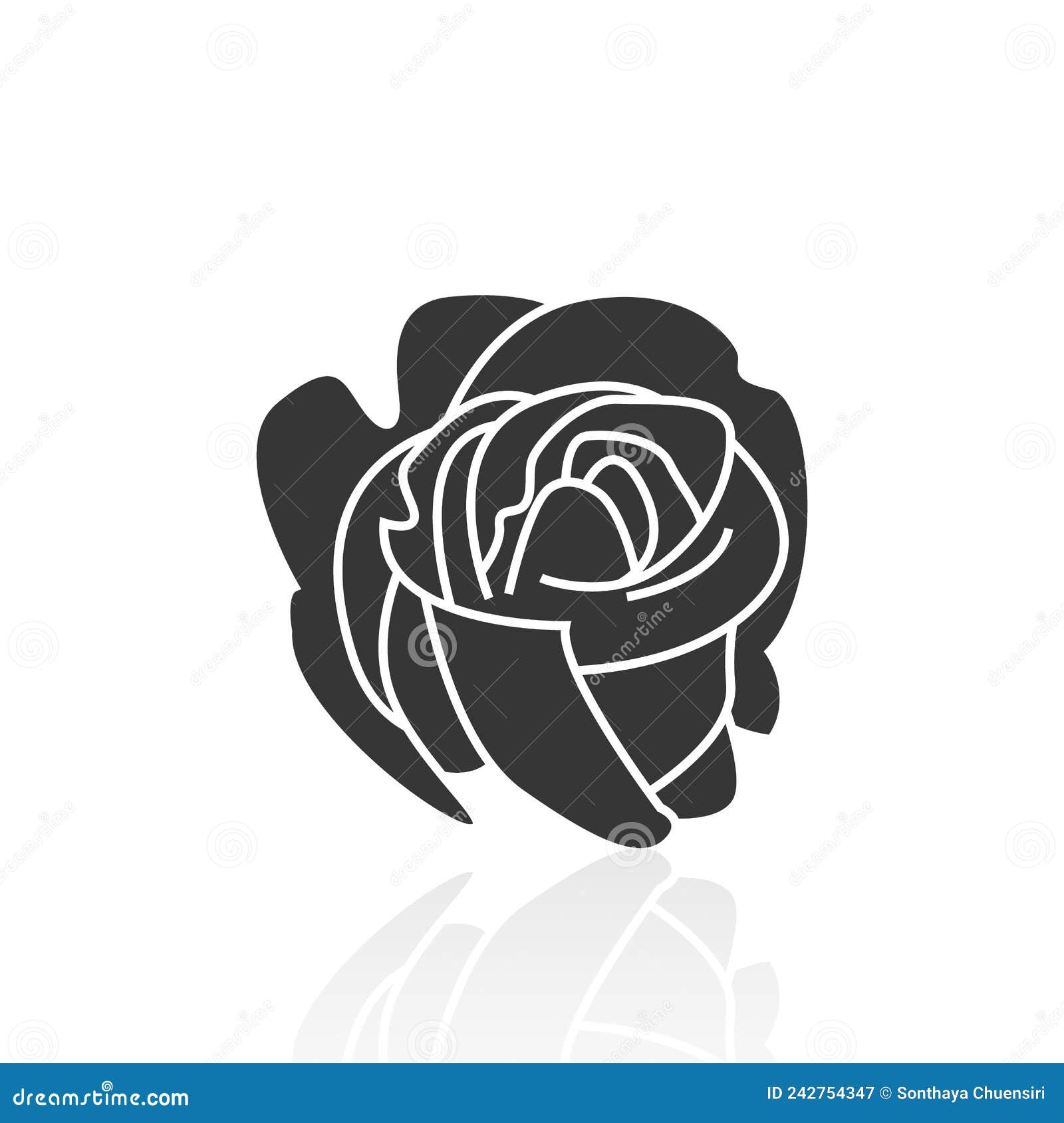 Solid Icons for Rose Flower and Shadow,vector Illustrations Stock ...