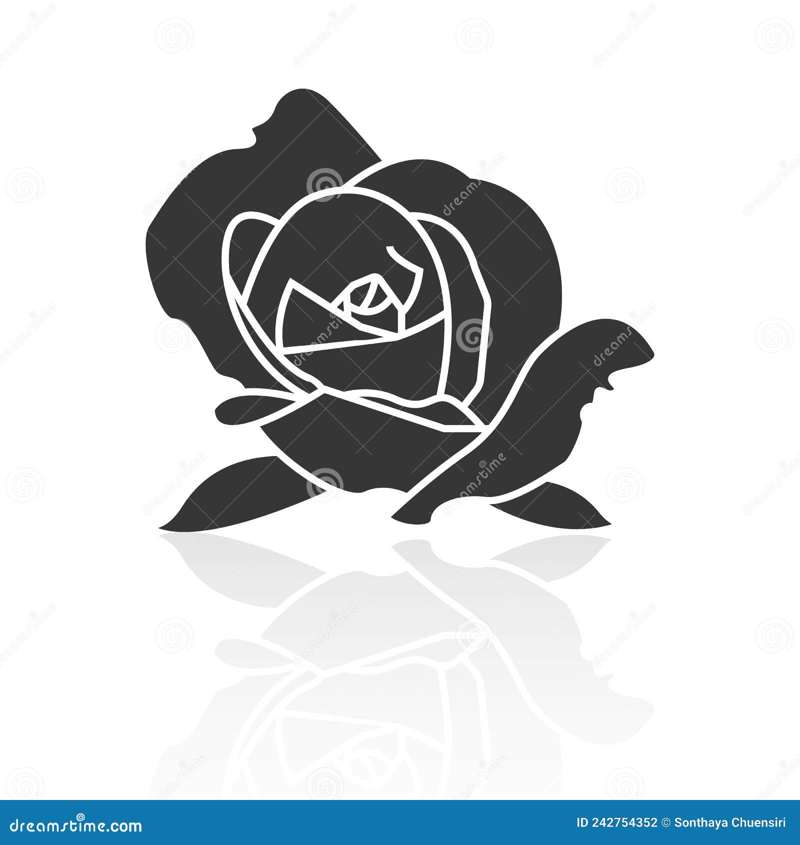 Solid Icons for Rose Flower and Shadow,vector Illustrations Stock ...